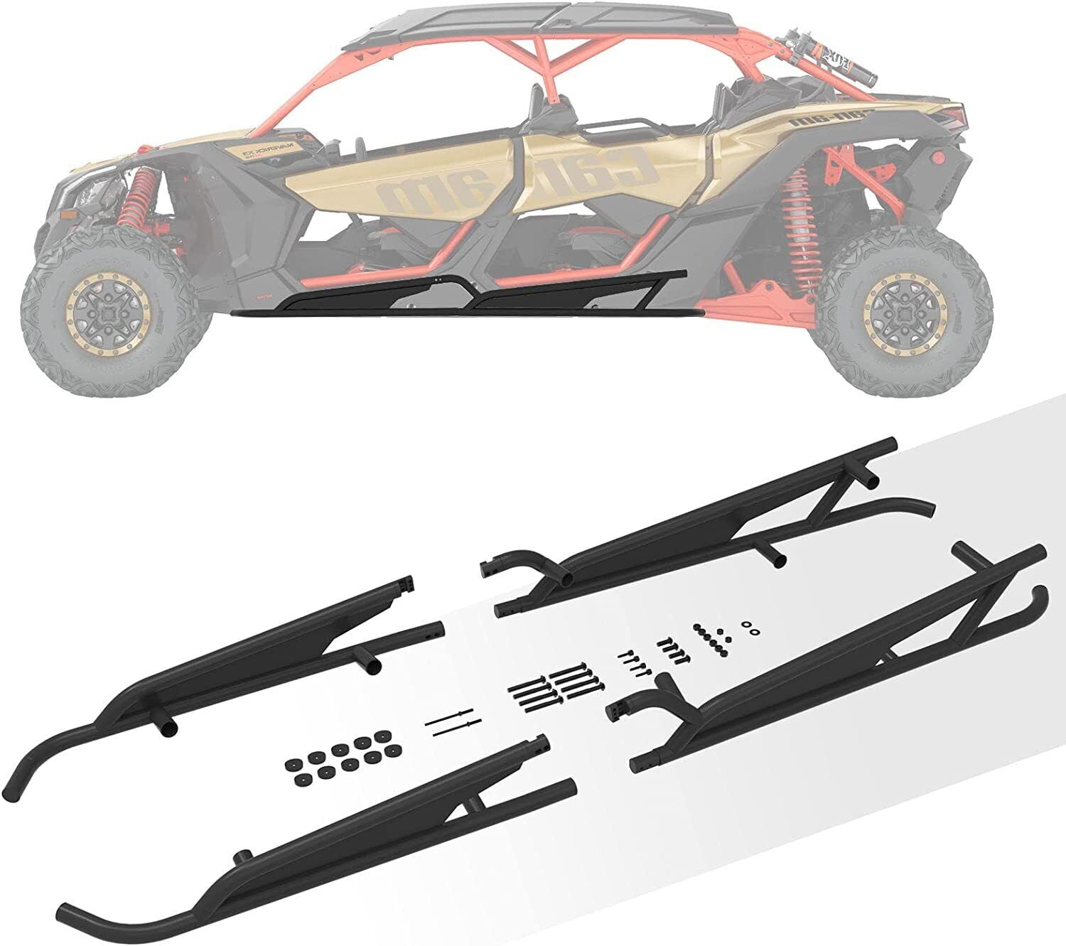 ELITEWILL Black Side Nerf Bars 4-Doors Tree Kickers for 2017-2022 Can Am Maverick X3 / Turbo/ R ...
