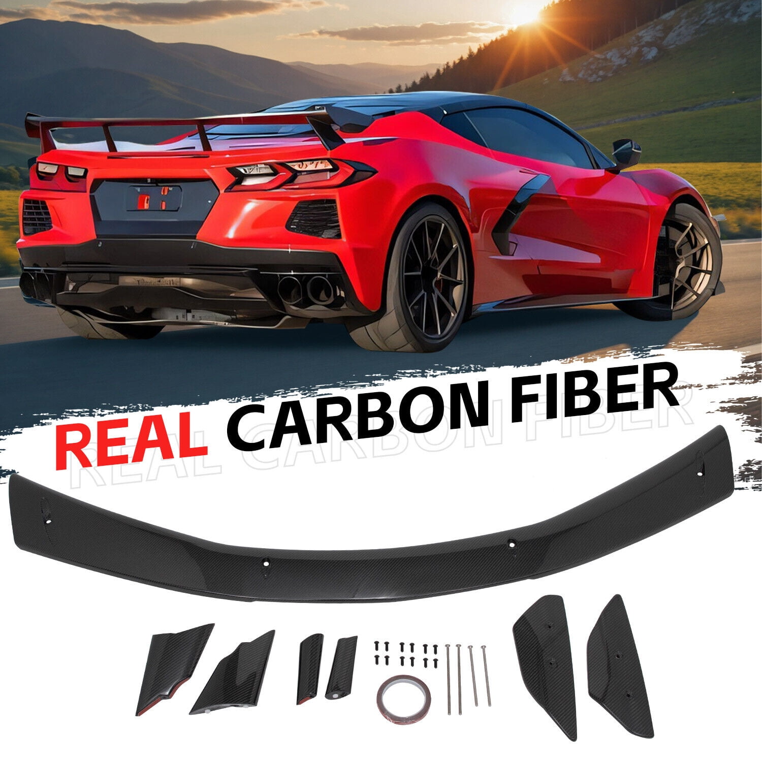ELITEWILL REAL CARBON FIBER LOOK Rear High Wing Spoiler GM For 2020 ...