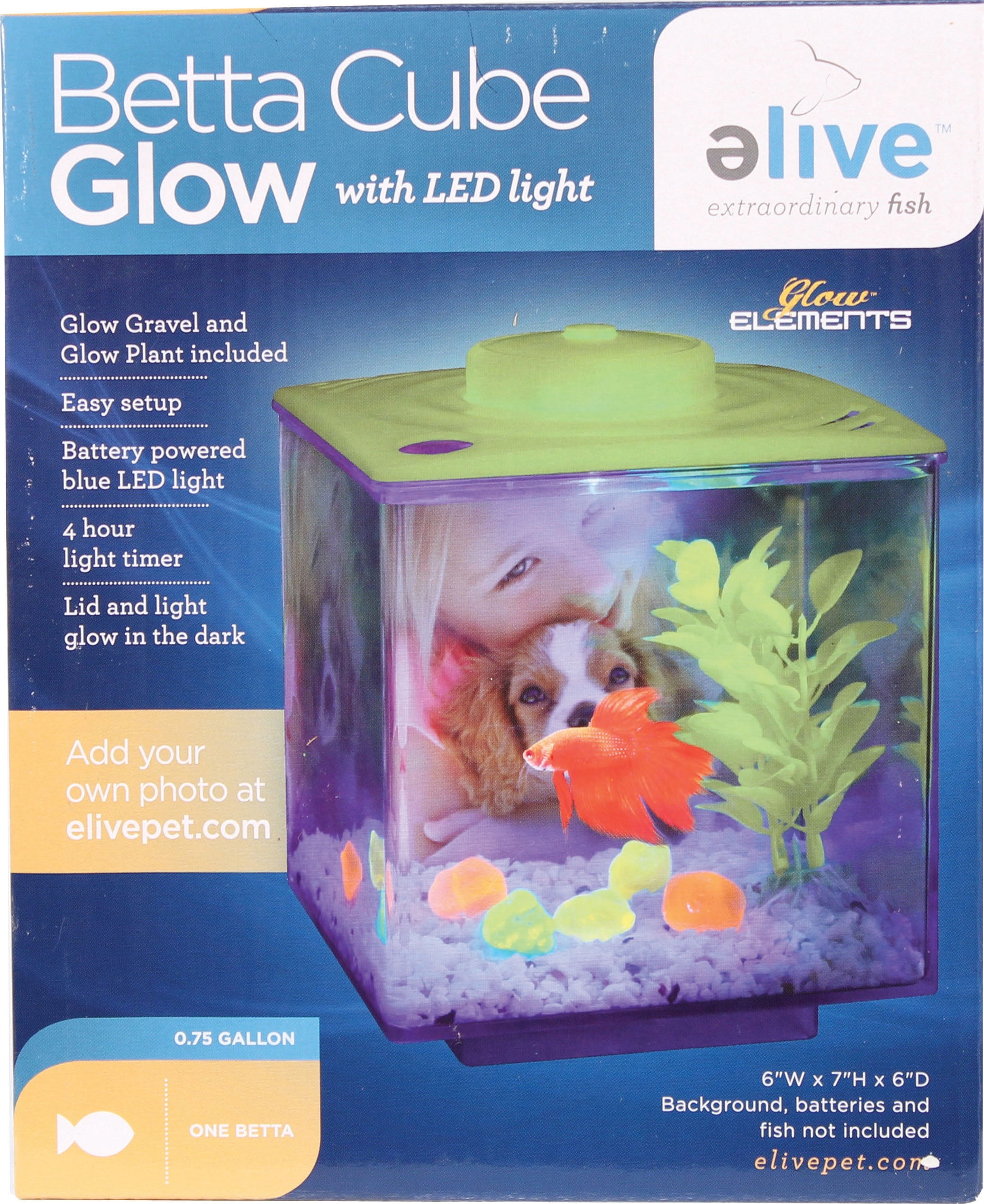 ELIVE, LLC. , 01047 , BETTA GLOW CUBE , .75 GALLON - Walmart.com
