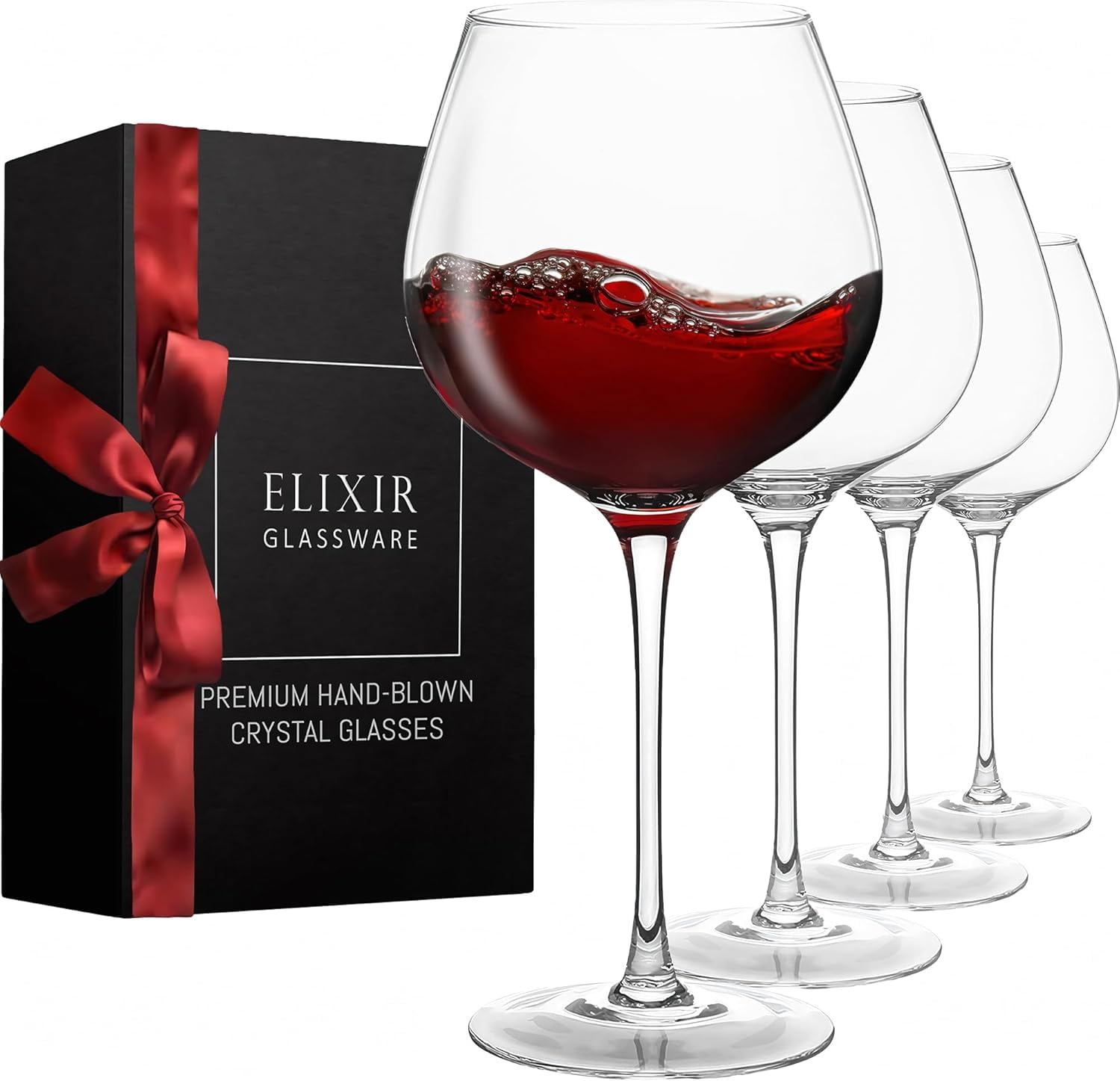 ELIXIR GLASSWARE Red Wine Glasses - Extra Large Crystal Wine Glasses 4 ...