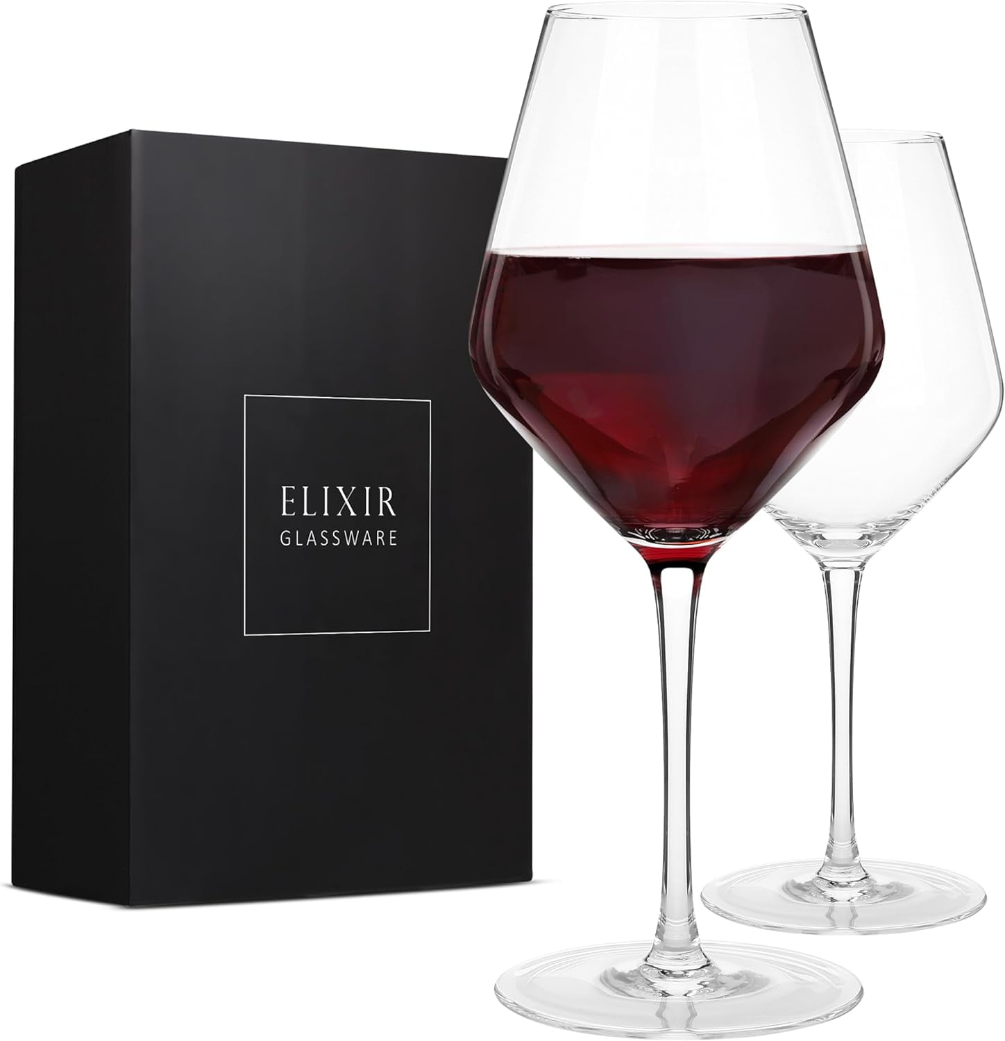 ELIXIR GLASSWARE Red Wine Glasses – Set of 2 Hand Blown Large Wine ...