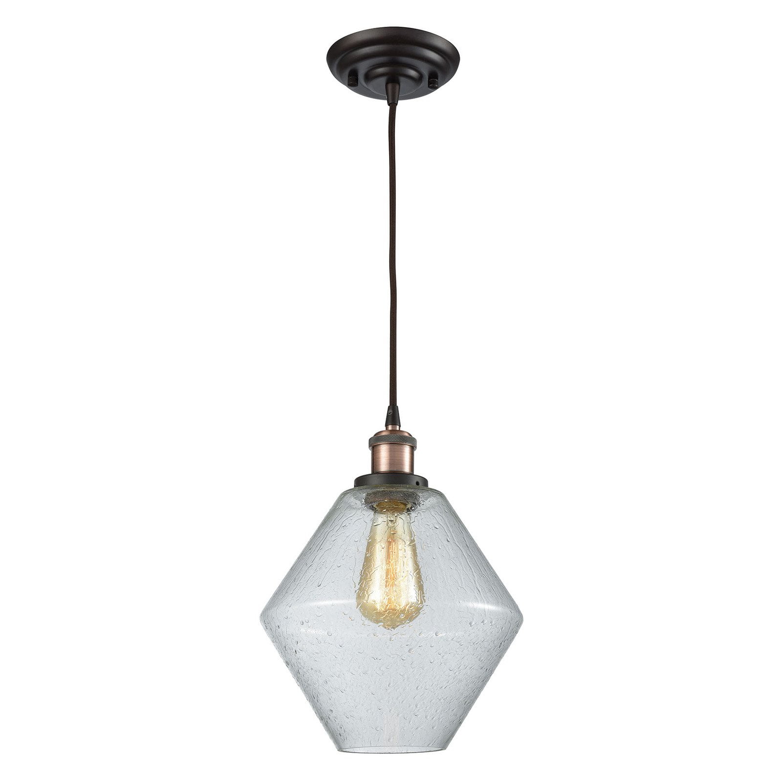Raindrop Glass 1 Light Pendant In Antique Copper With Clear Raindrop ...