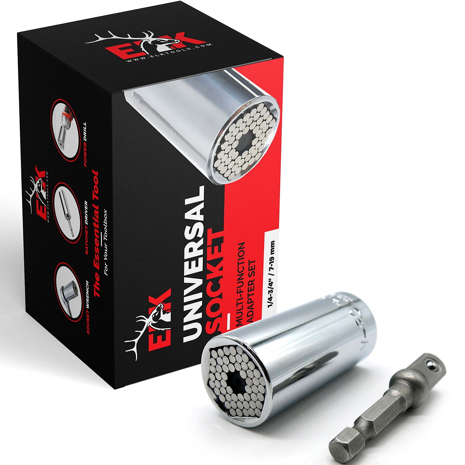 ELK Universal Socket Wrench Grip Set (7-19mm) with Power Drill Adapter - Professional-Grade ...