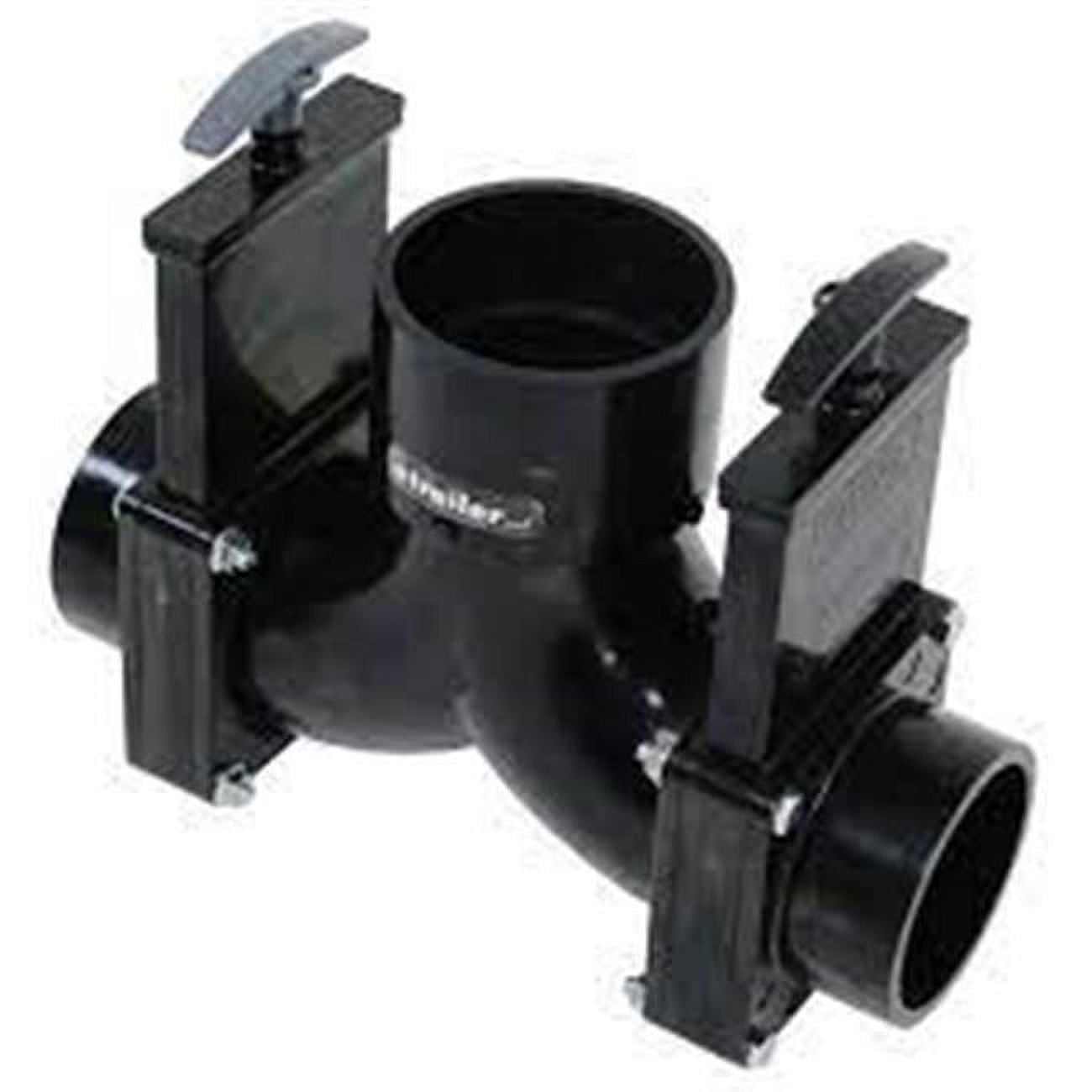 ELL DOUBLE ROTATING VALVE, 3IN SPIGOT X 1-1/2IN HUB X 3IN SPIGOT OUTLET ...