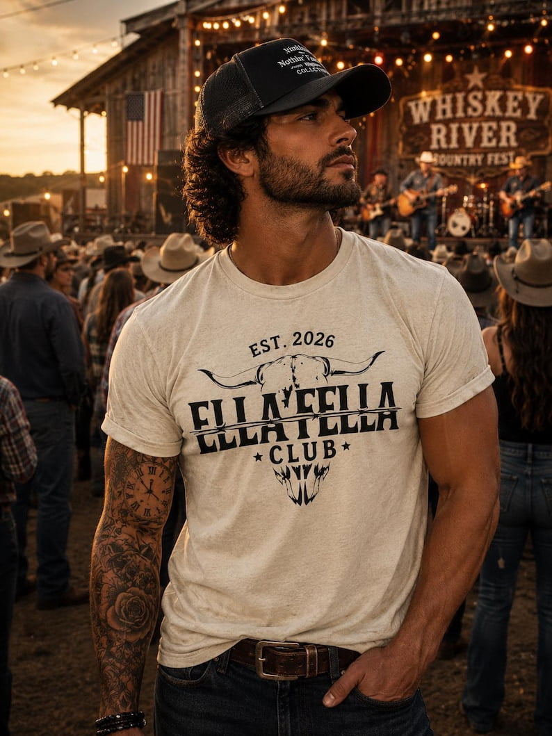 ELLA FELLA Club skull cattle skull graphic T-shirt | EST. 2026 western ...