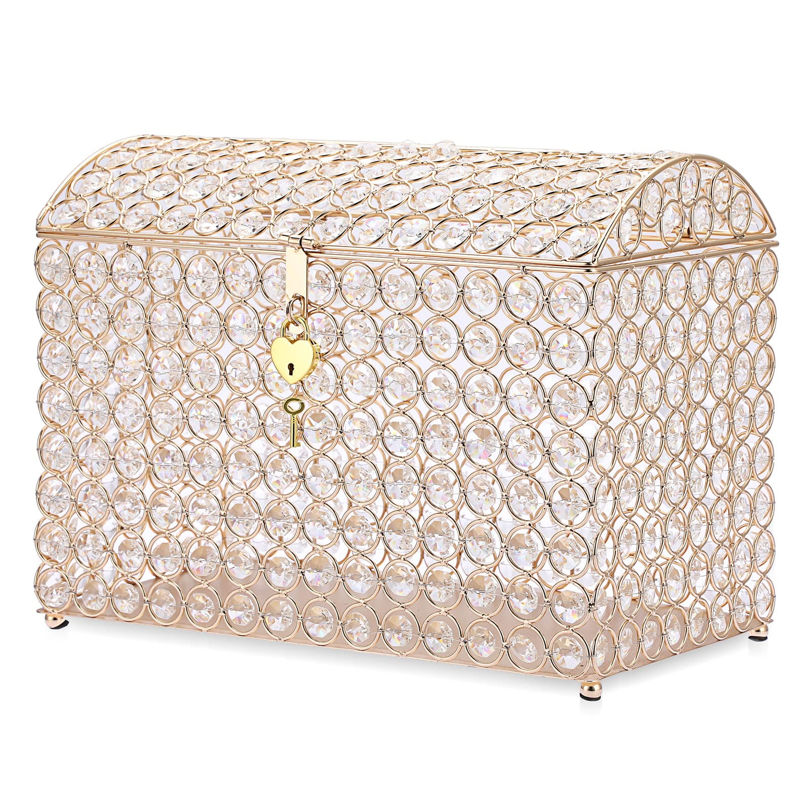 ELLDOO Crystal Wedding Card Box with Heart Lock, Money Card Box ...