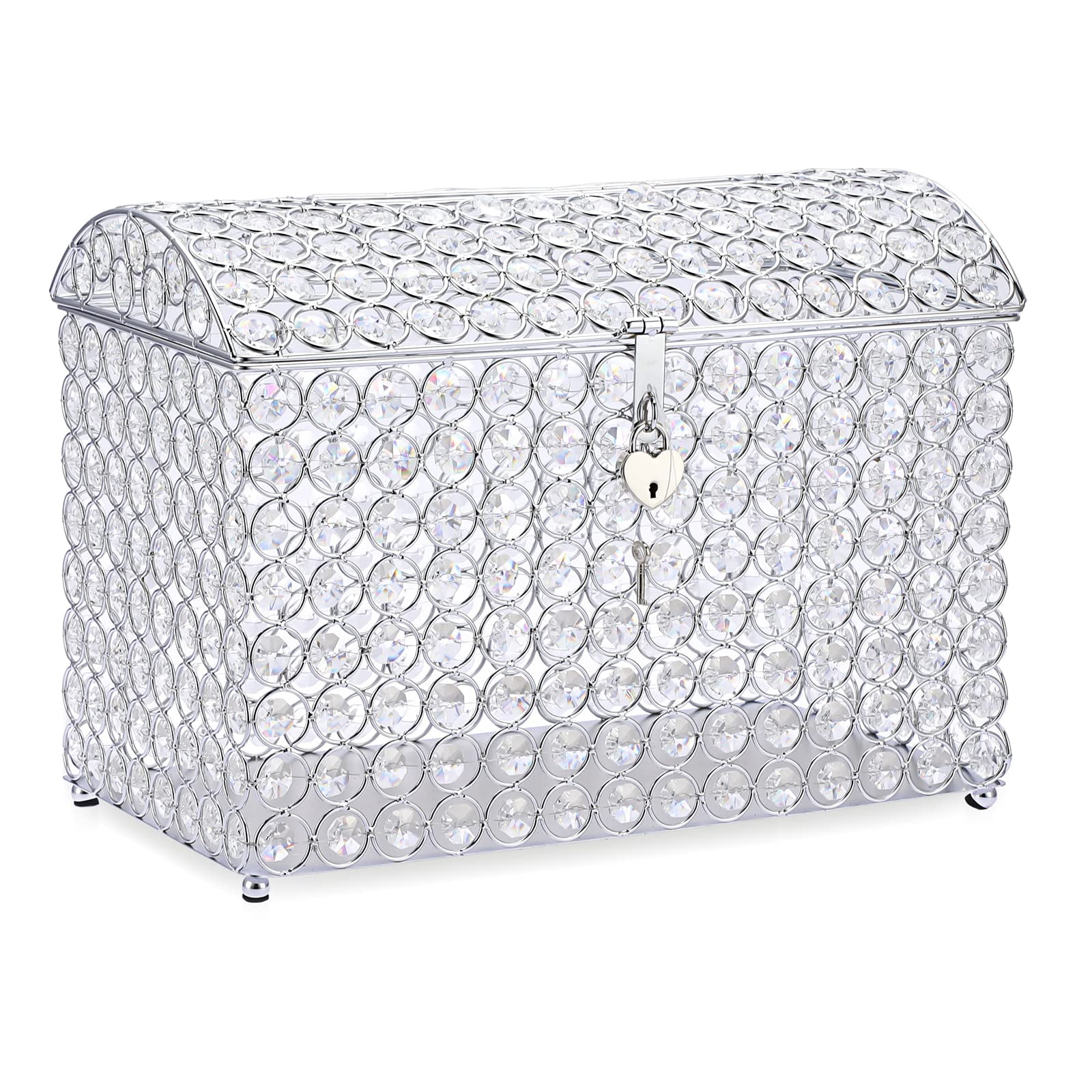 ELLDOO Crystal Wedding Card Box with Heart Lock, Money Card Box ...