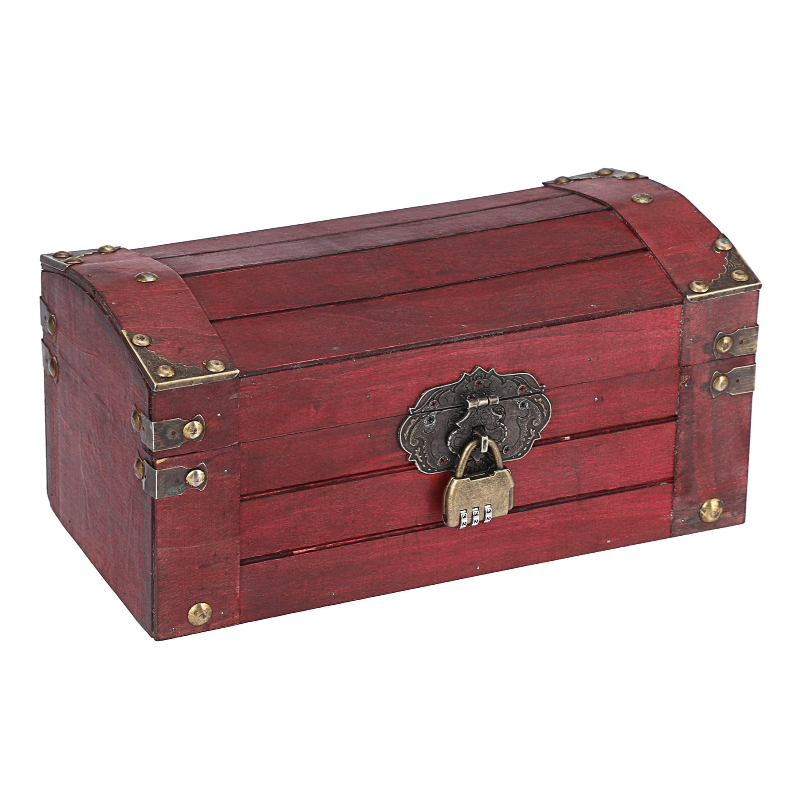 ELLDOO Vintage Treasure Chest Box with Combination Lock, Large Pirate ...