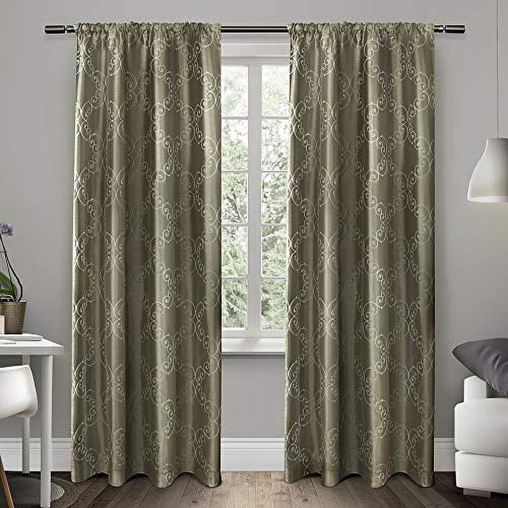 ELLE DECOR Ellis Botanical Light Filtering Back Tab Rod Pocket Curtain ...