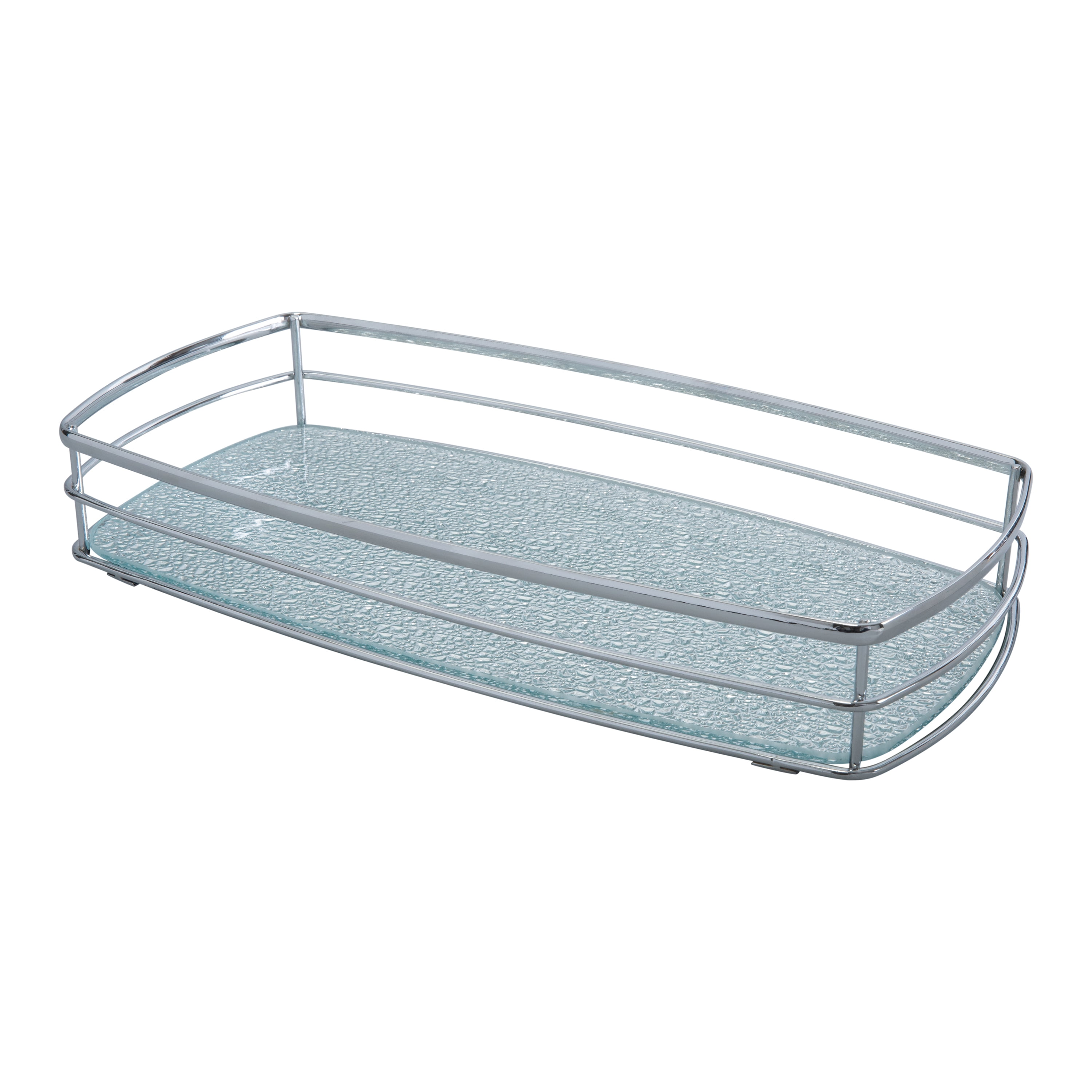 ELLE Paris Large Rectangular Hammered Mirror Vanity Tray, Makeup ...