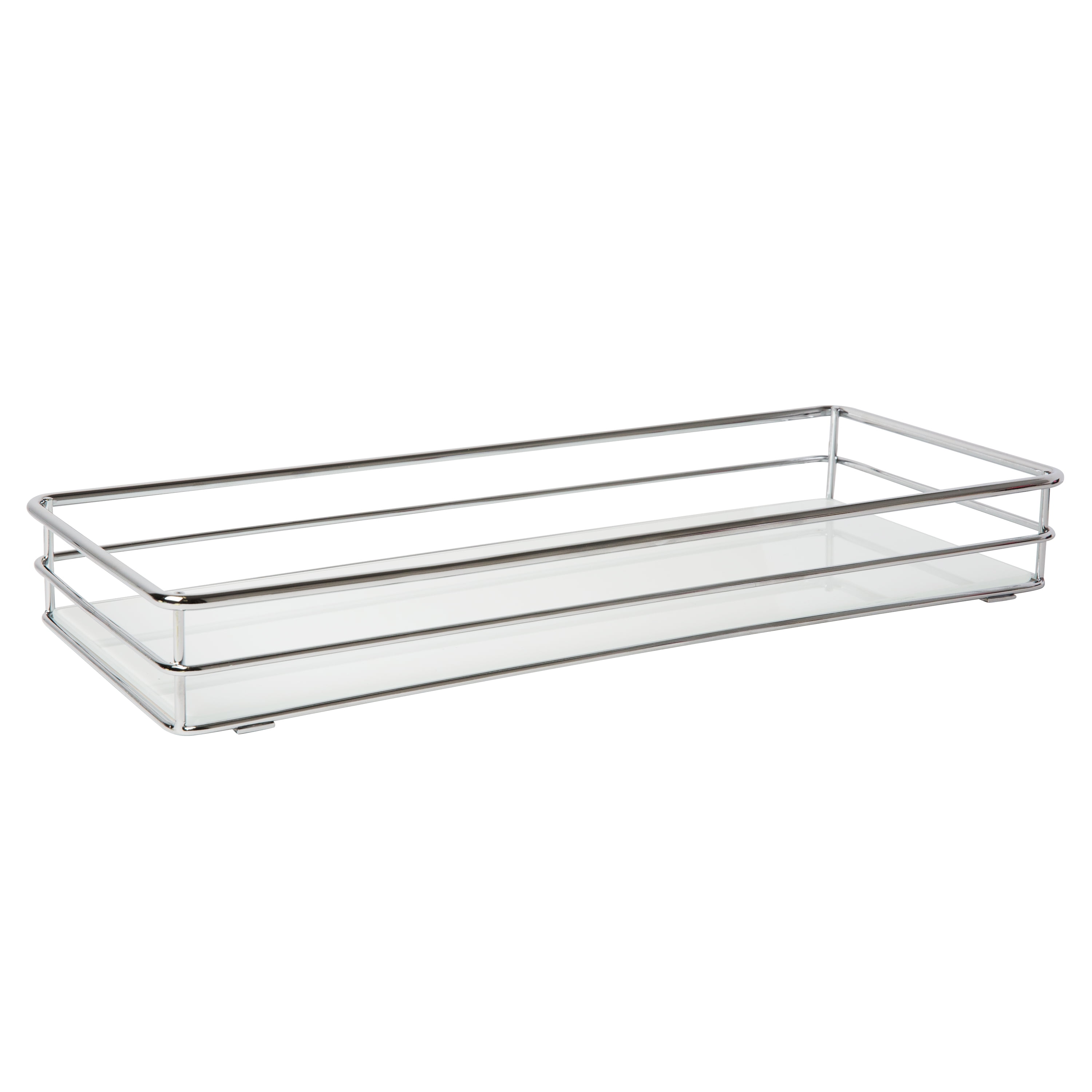 ELLE Paris Limoges Collection Metal Freestanding Vanity Tray Chrome ...