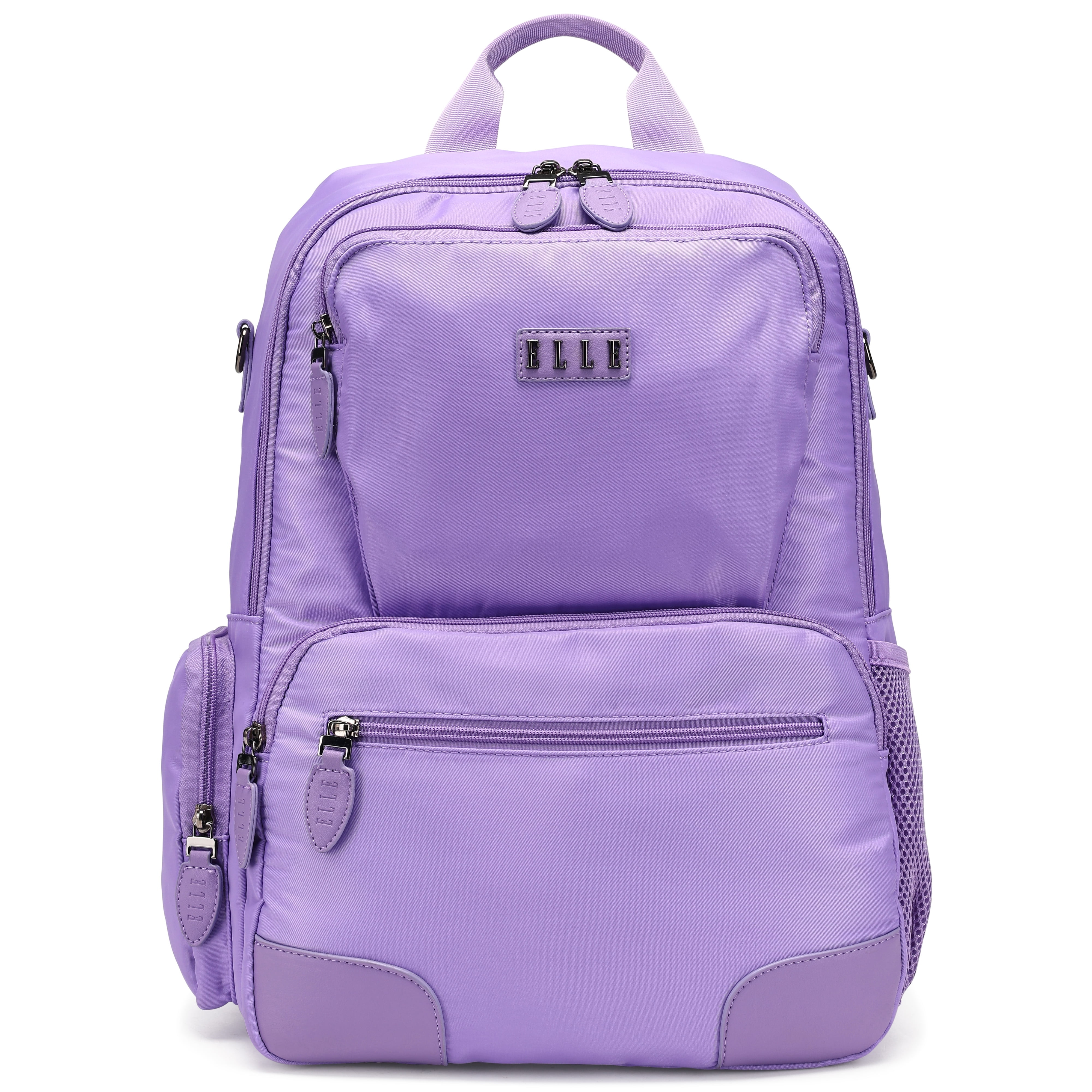 ELLE Voyage 20L Twill and Vegan Leather Backpack | Lavender - Walmart.com