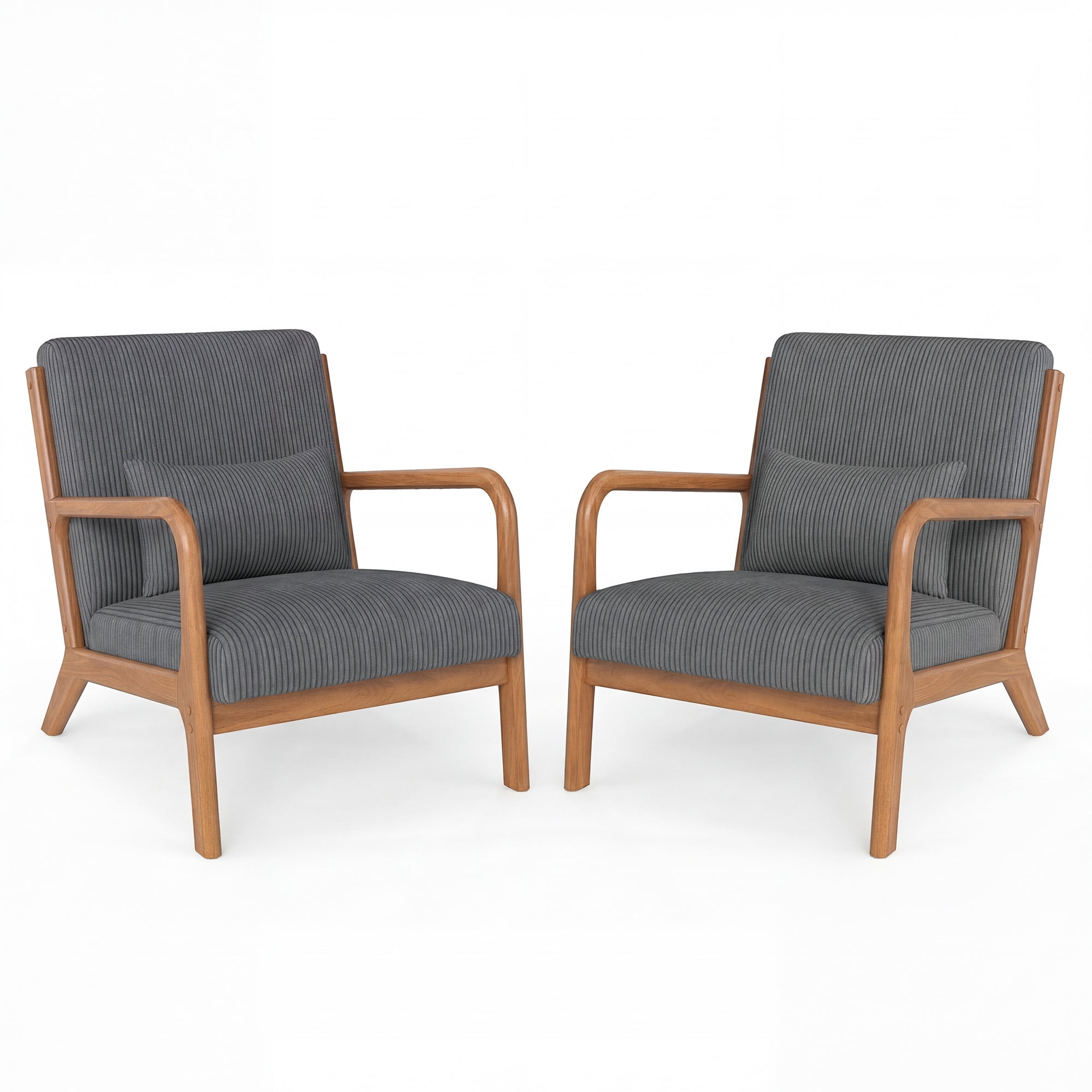 ELLEGNT 2 PCS Modern Accent Chair with Rubber Wood Armrests – Corduroy ...