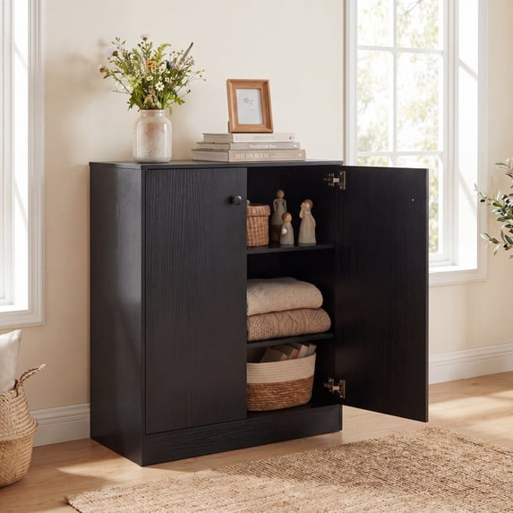 ELLEGNT Buffet Cabinet Sideboard – 2‑Door Storage Unit with 3 Shelves ...
