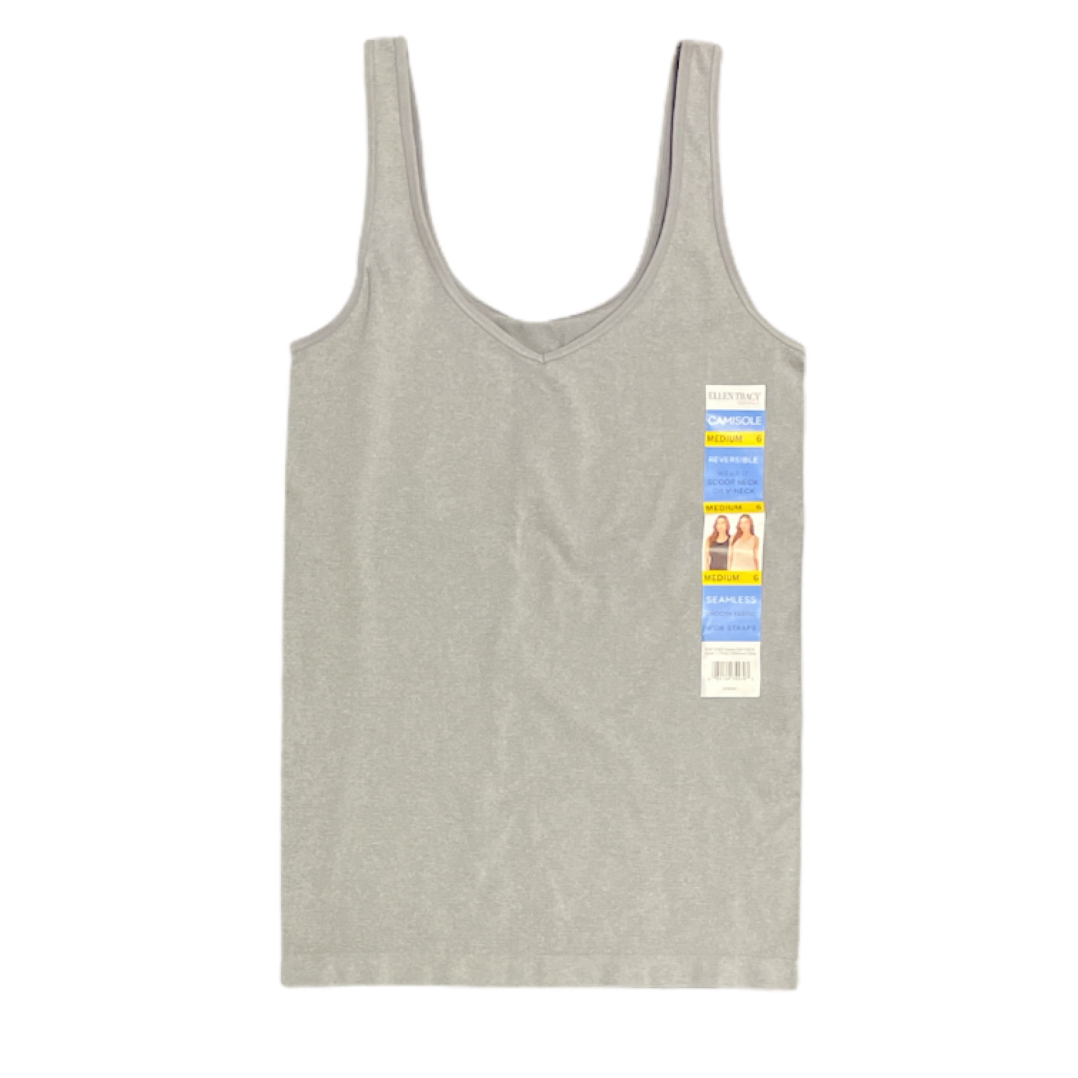 ELLEN TRACY Women's Seamless Reversible Camisole Large, Heather Grey ...