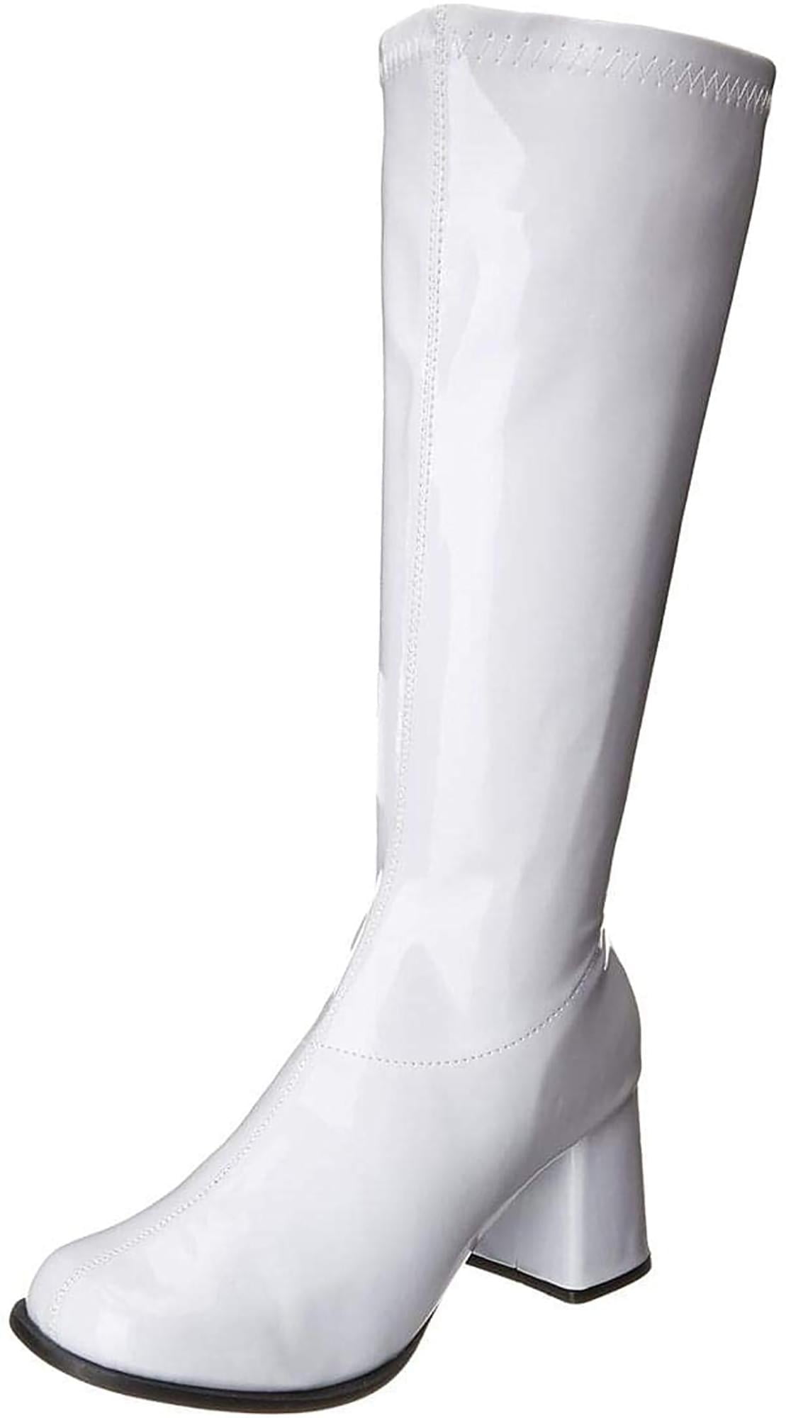 Ellie Shoes White Patent Leather Go Go Boots with 3 Inch Heel and 15 ...