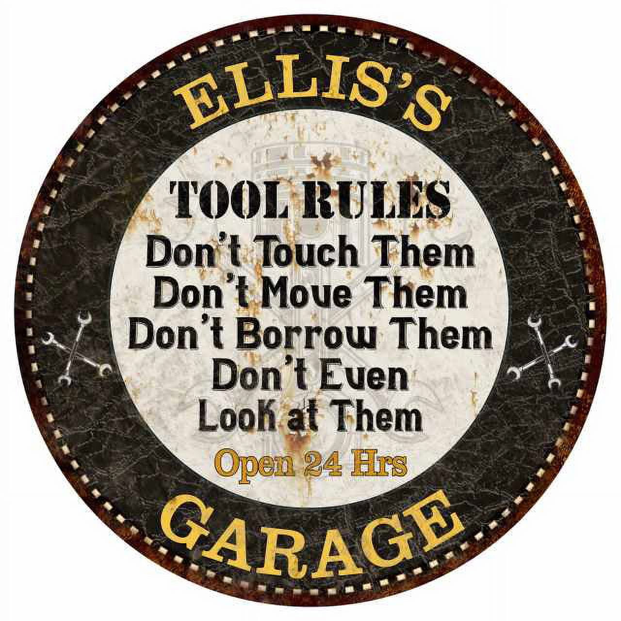 ELLIS'S Garage Rules 14" Round Metal Sign Garage Bar Wall Decor ...