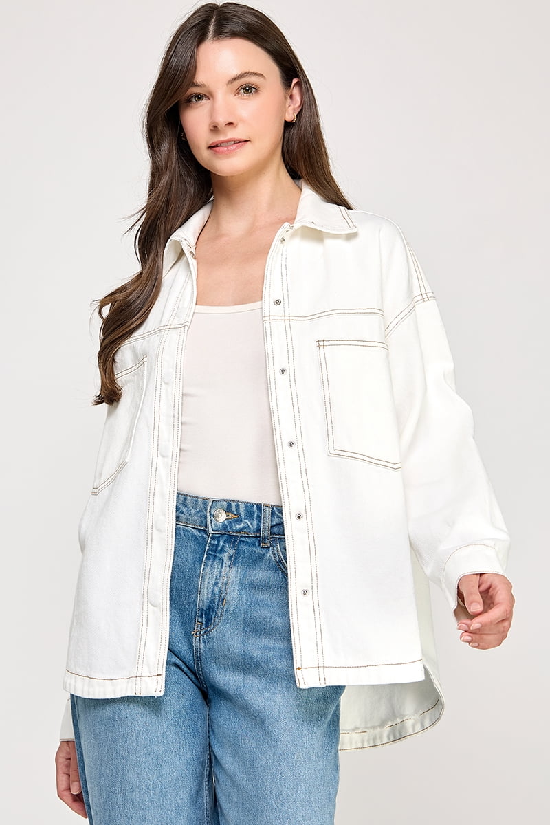 ELLISON APPAREL OVERSIZED DENIM SHACKET - Walmart.com