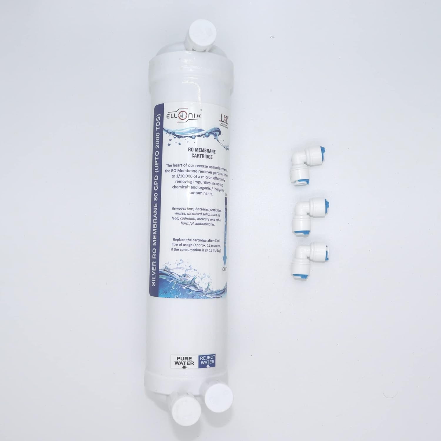 ELLONIX Silver Leakproof Concealed Nano 80 GPD 2000TDS RO Membrane set ...