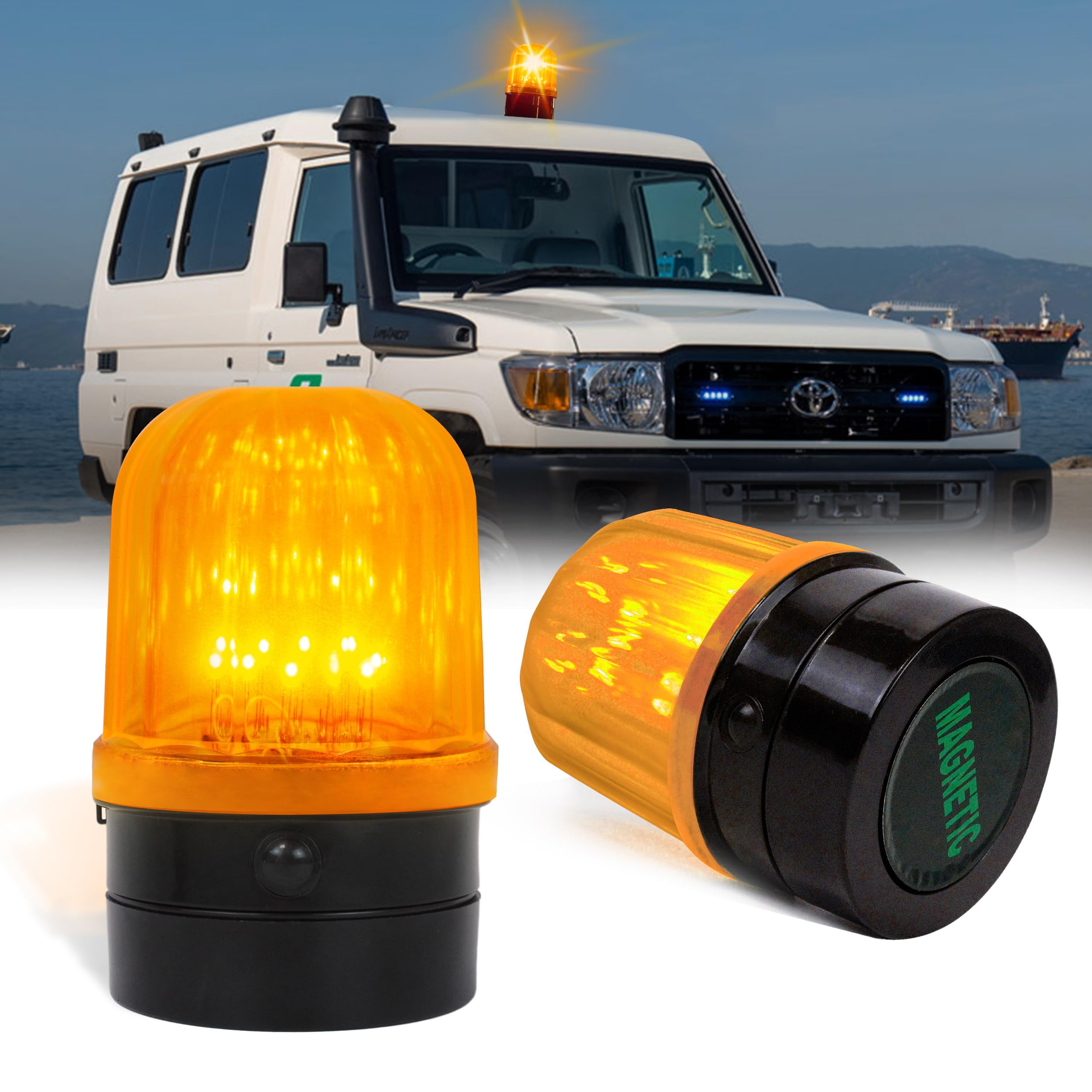 ELLUMIN 6" Flashing Light, OIF8 Amber LED Strobe Beacon Light with Magnetic Base for Vehicle ...