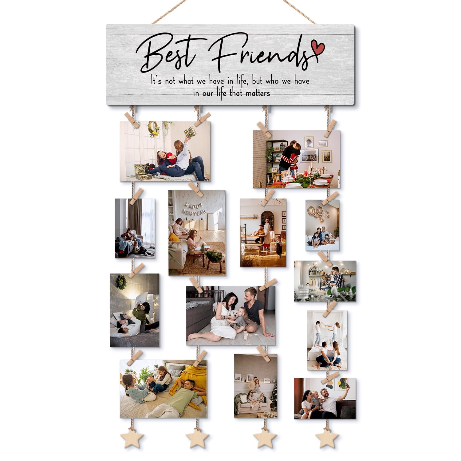 ELMCH Best Friend Picture Frame Photo Hanging Display with Clips, Best ...