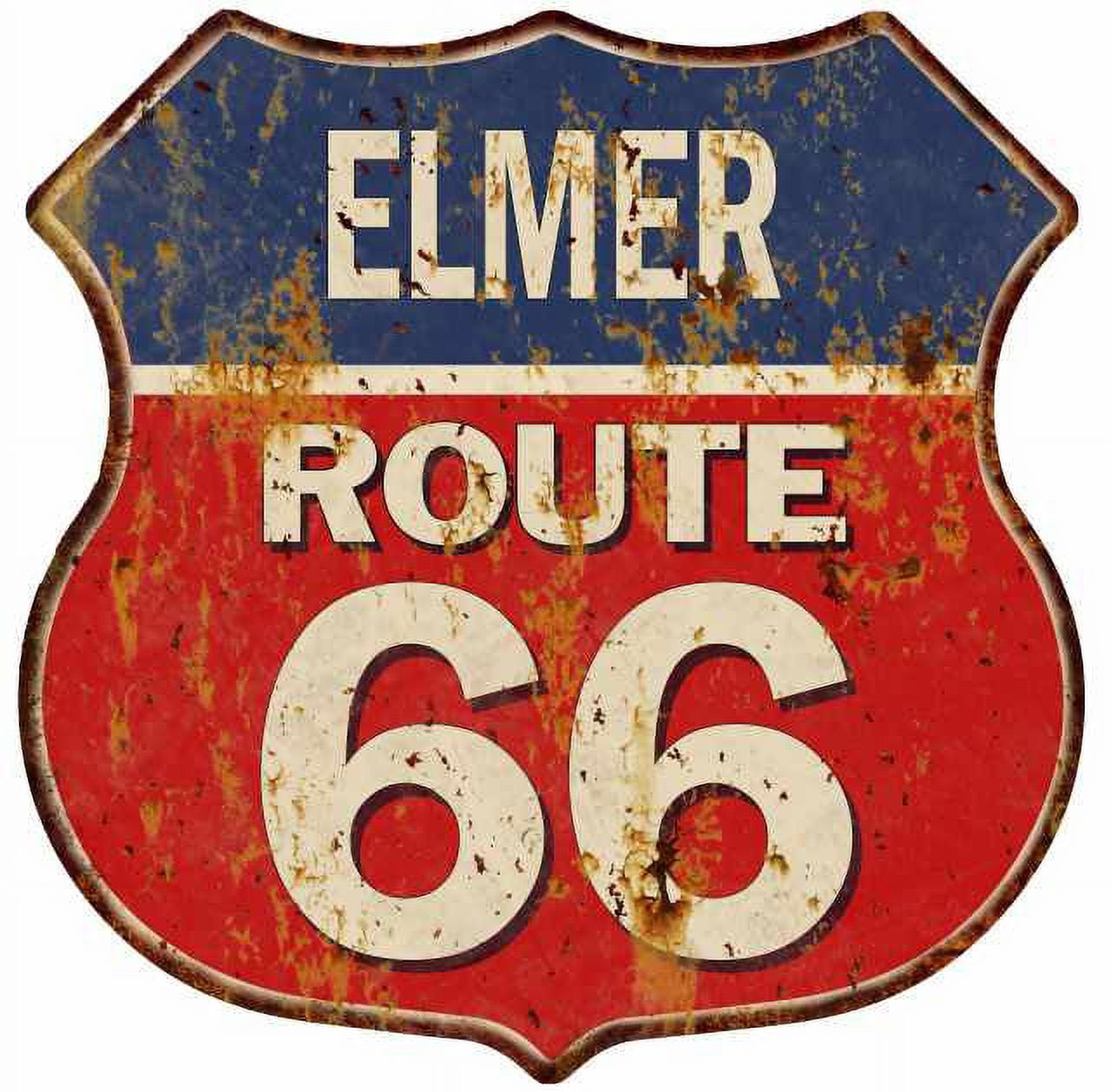 ELMER Route 66 Sign Shield Metal Gift Man Cave Red 211110005163 ...
