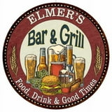 ELMER'S Bar and Grill 14" Round Metal Sign Kitchen Wall Decor ...