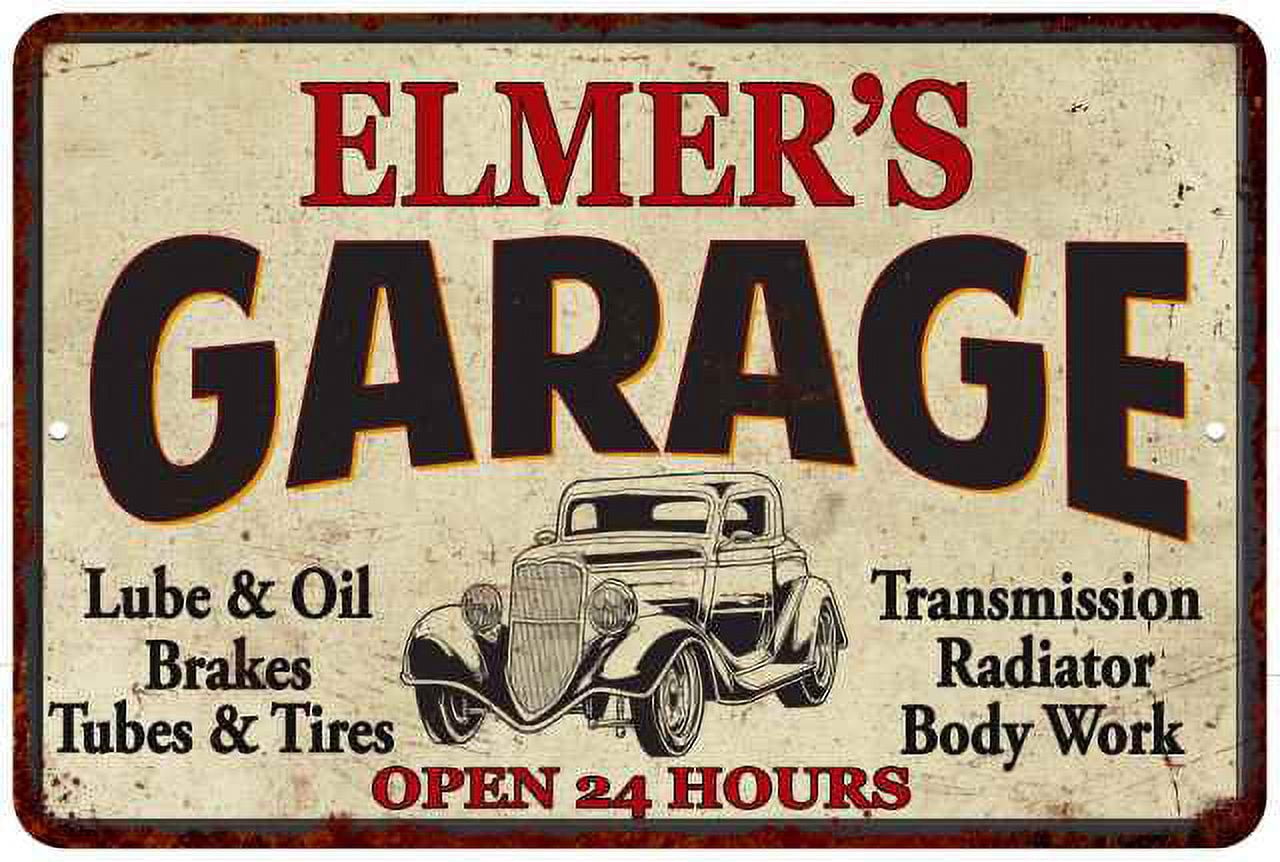 ELMER'S Garage Gift Man Cave Metal Sign Decor 12x18 112180014221 ...
