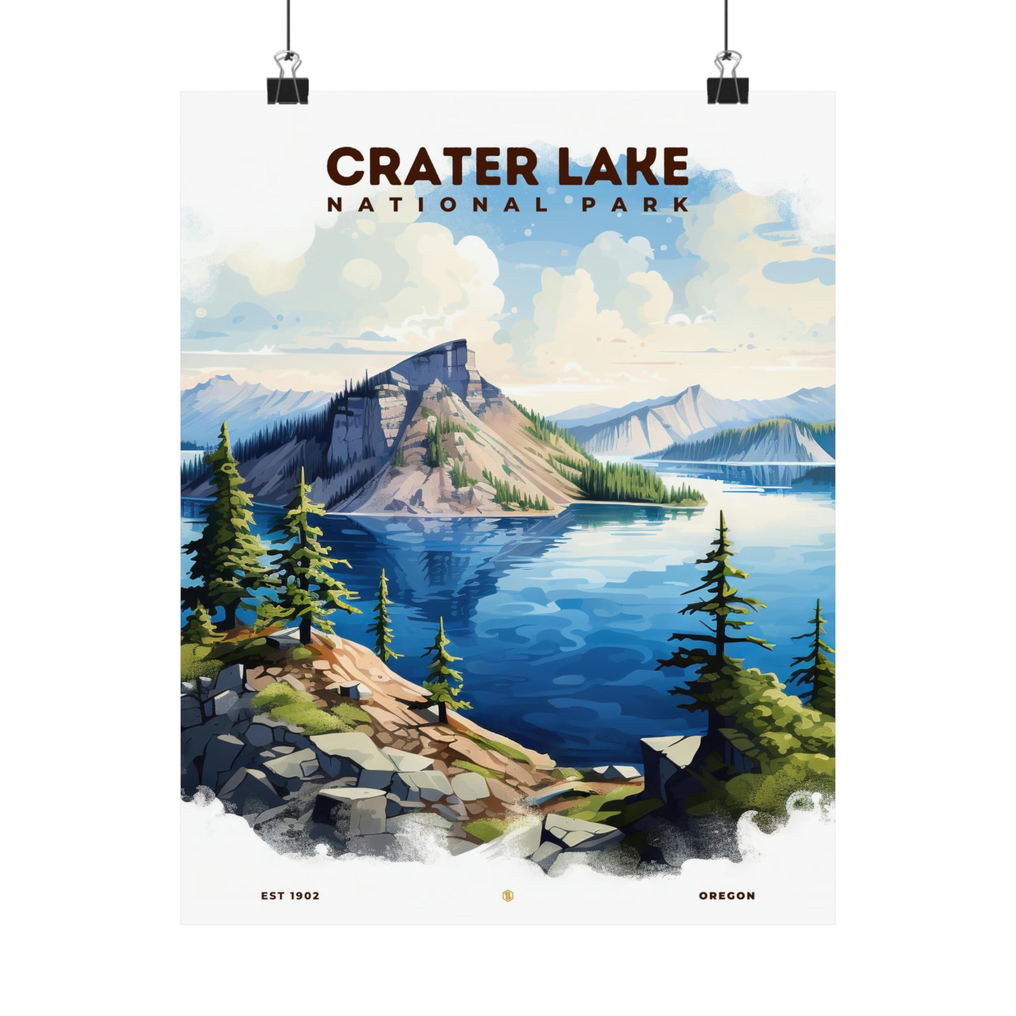 ELNEIT - Crater Lake National Park Poster, Unframed Matte Paper, S08 ...