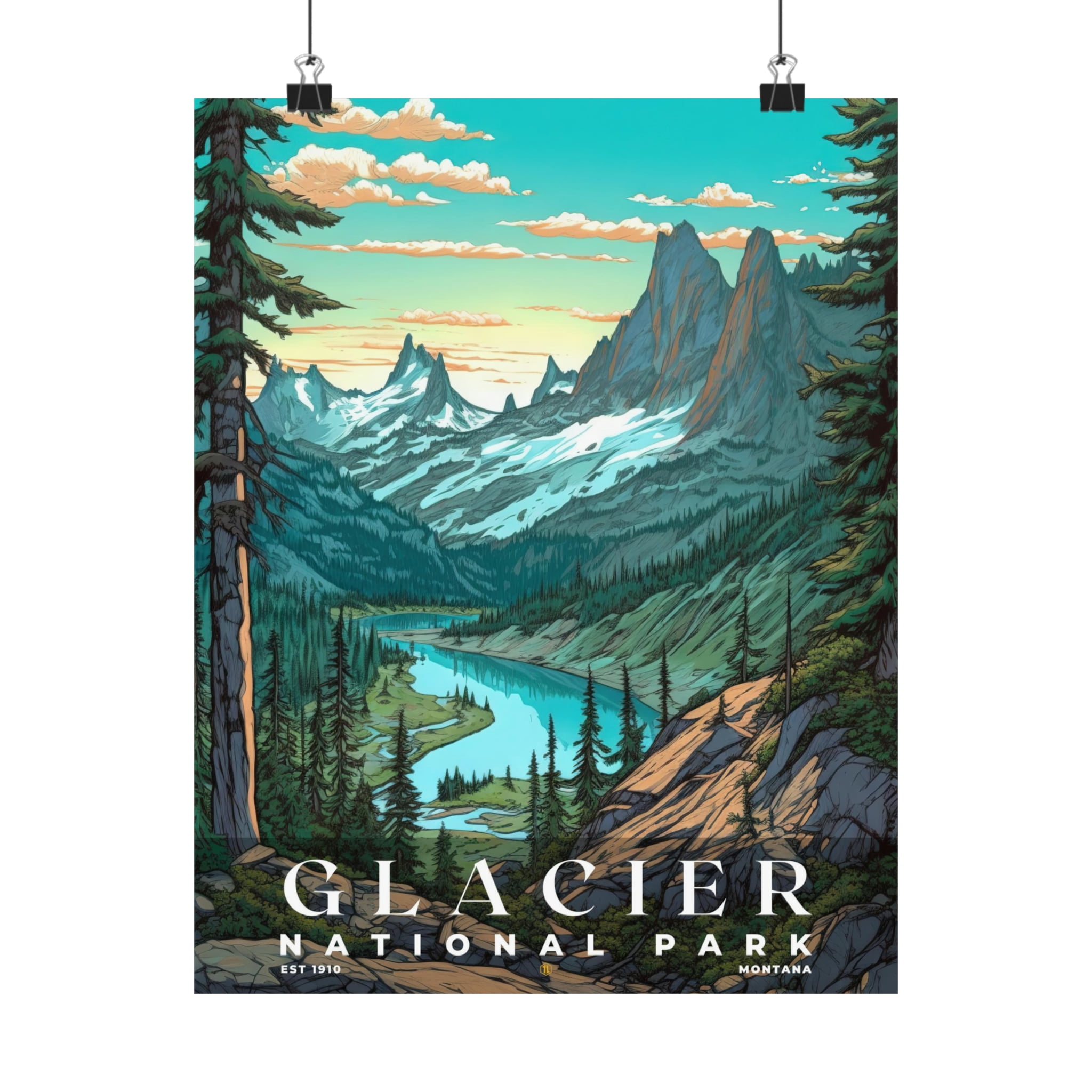 ELNEIT - Glacier National Park Poster, Unframed Matte Paper, S02 ...