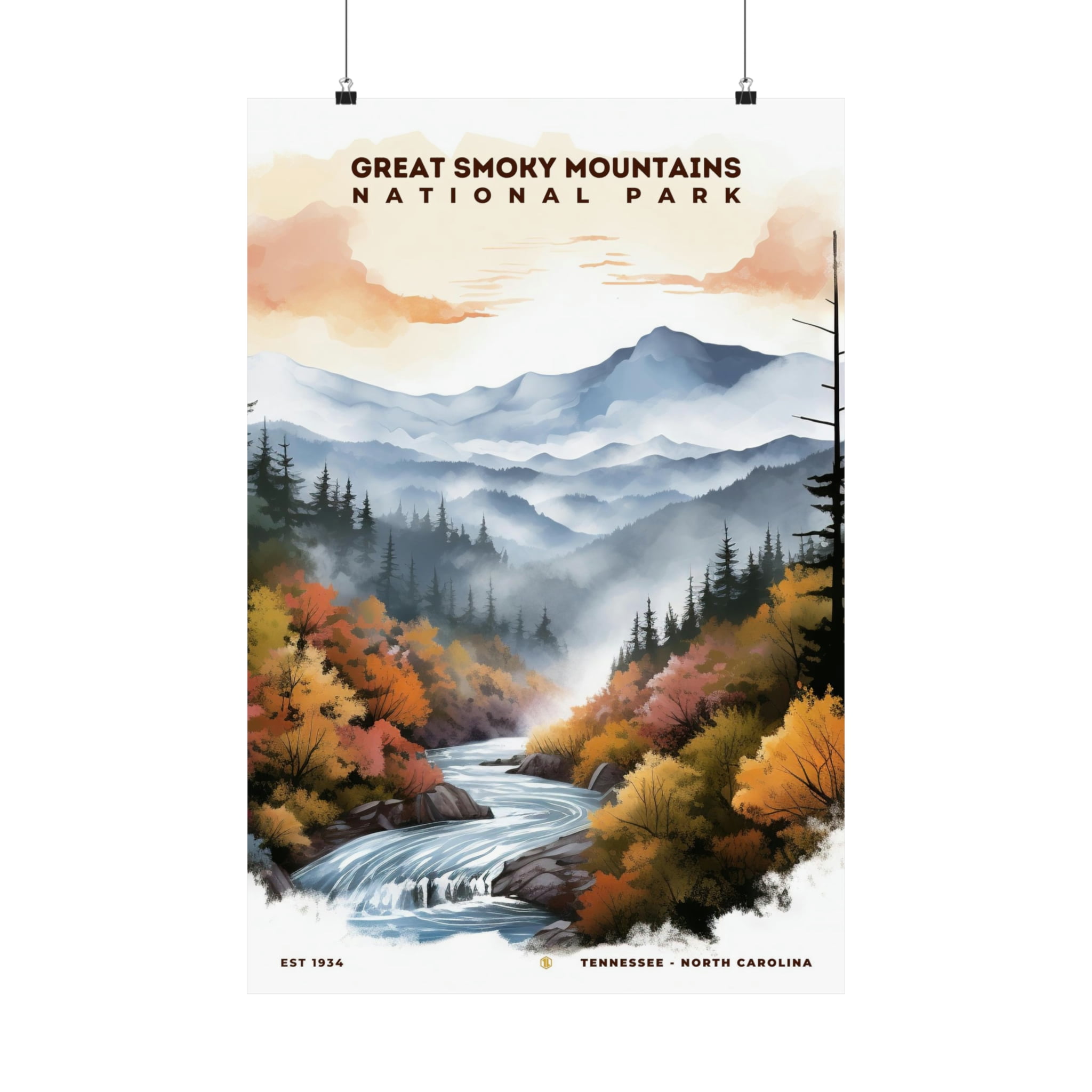 ELNEIT - Great Smoky Mountains National Park Poster, Unframed Matte ...