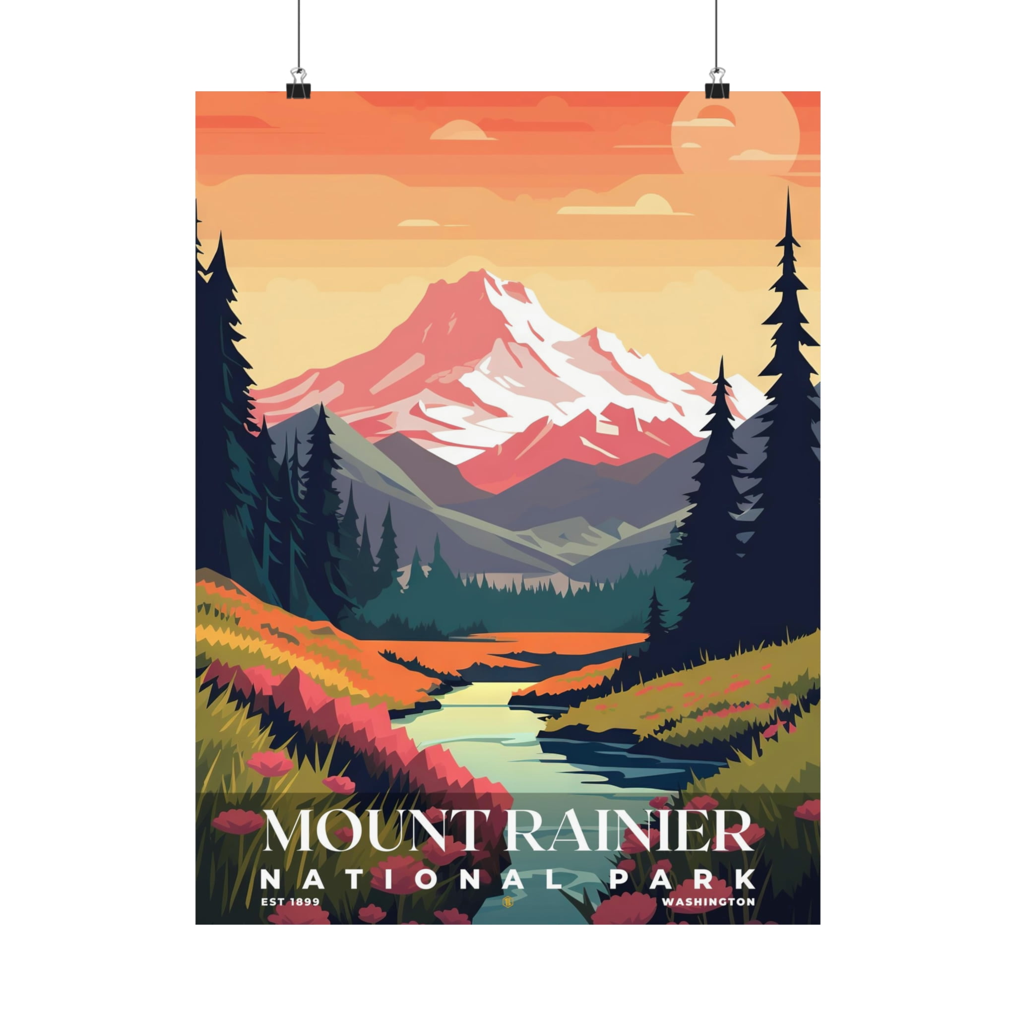 ELNEIT - Mount Rainier National Park Poster, Unframed Matte Paper, S05 ...