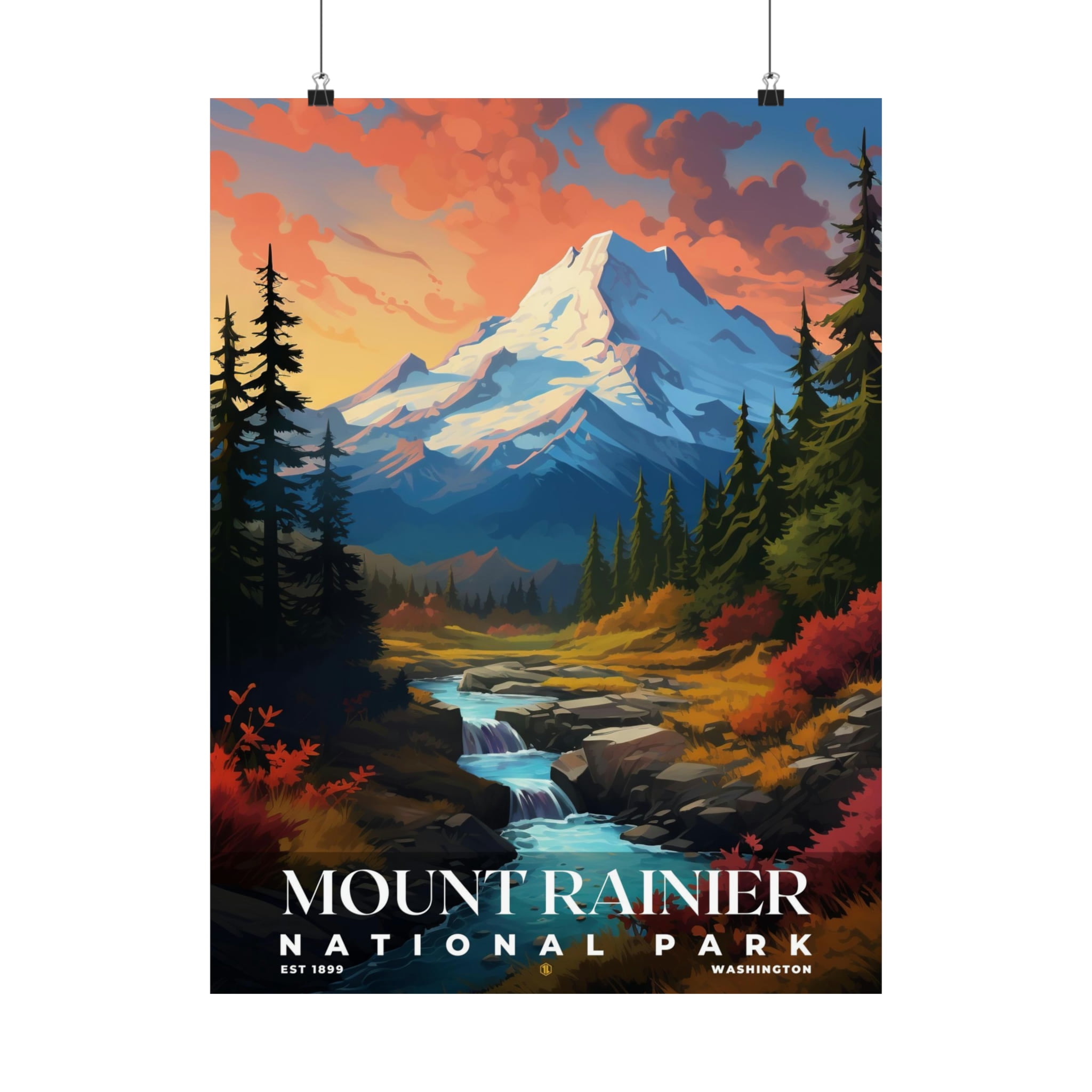 ELNEIT - Mount Rainier National Park Poster, Unframed Matte Paper, S07 ...
