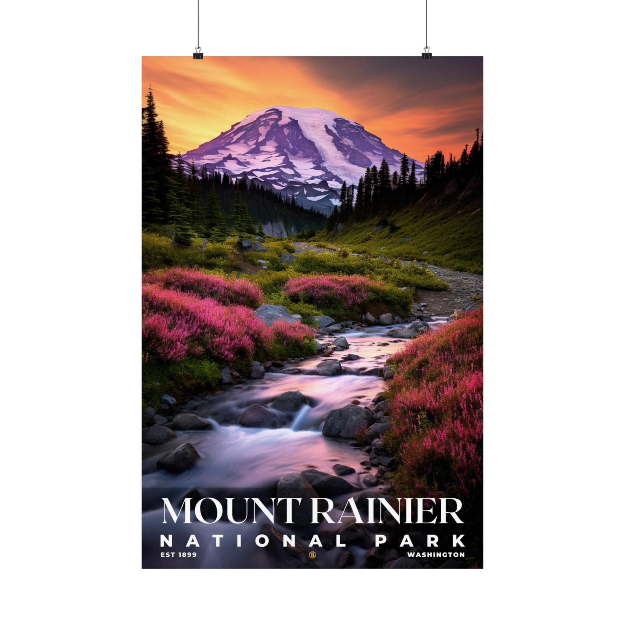 ELNEIT - Mount Rainier National Park Poster, Unframed Matte Paper, S10 ...