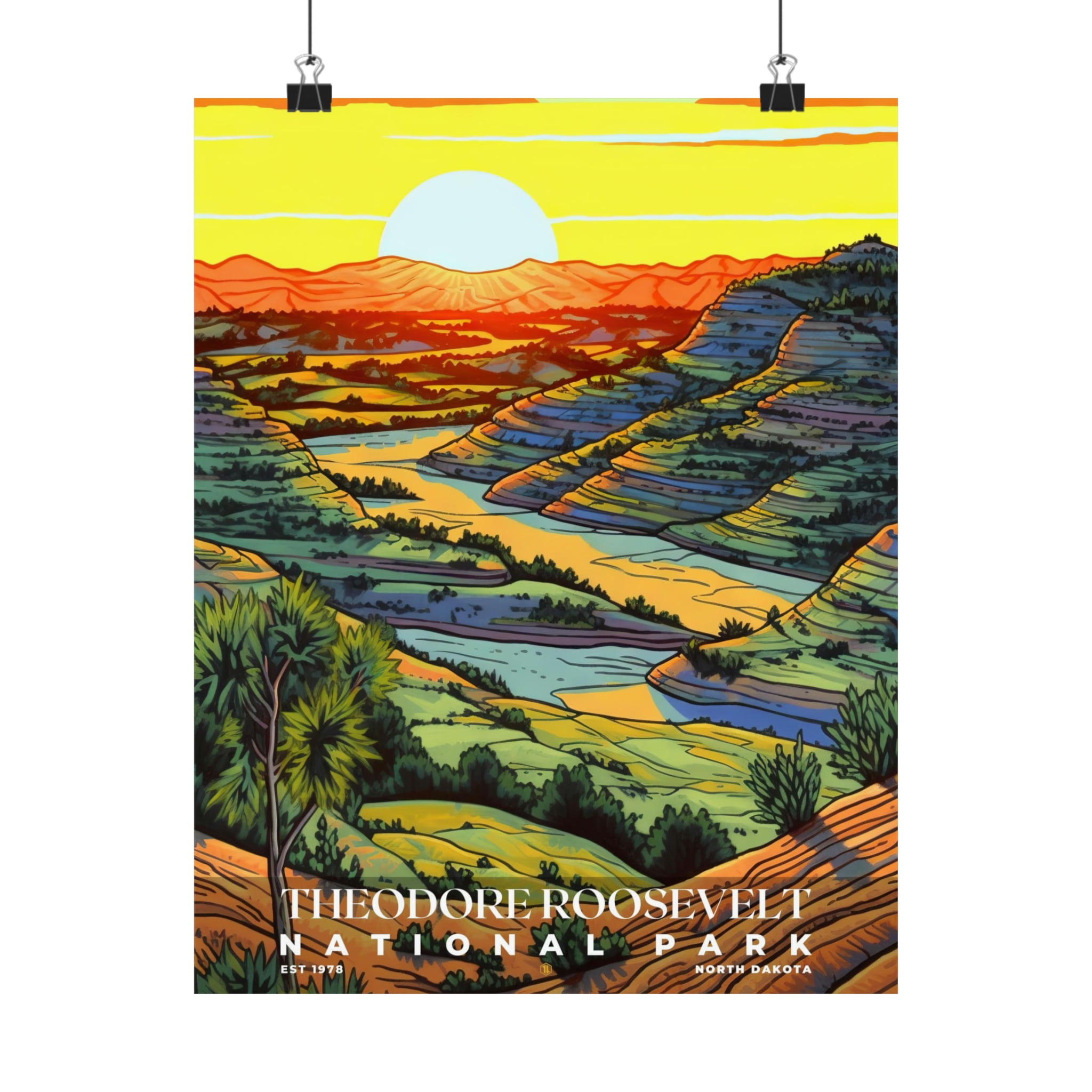 ELNEIT - Theodore Roosevelt National Park Poster, Unframed Matte Paper ...