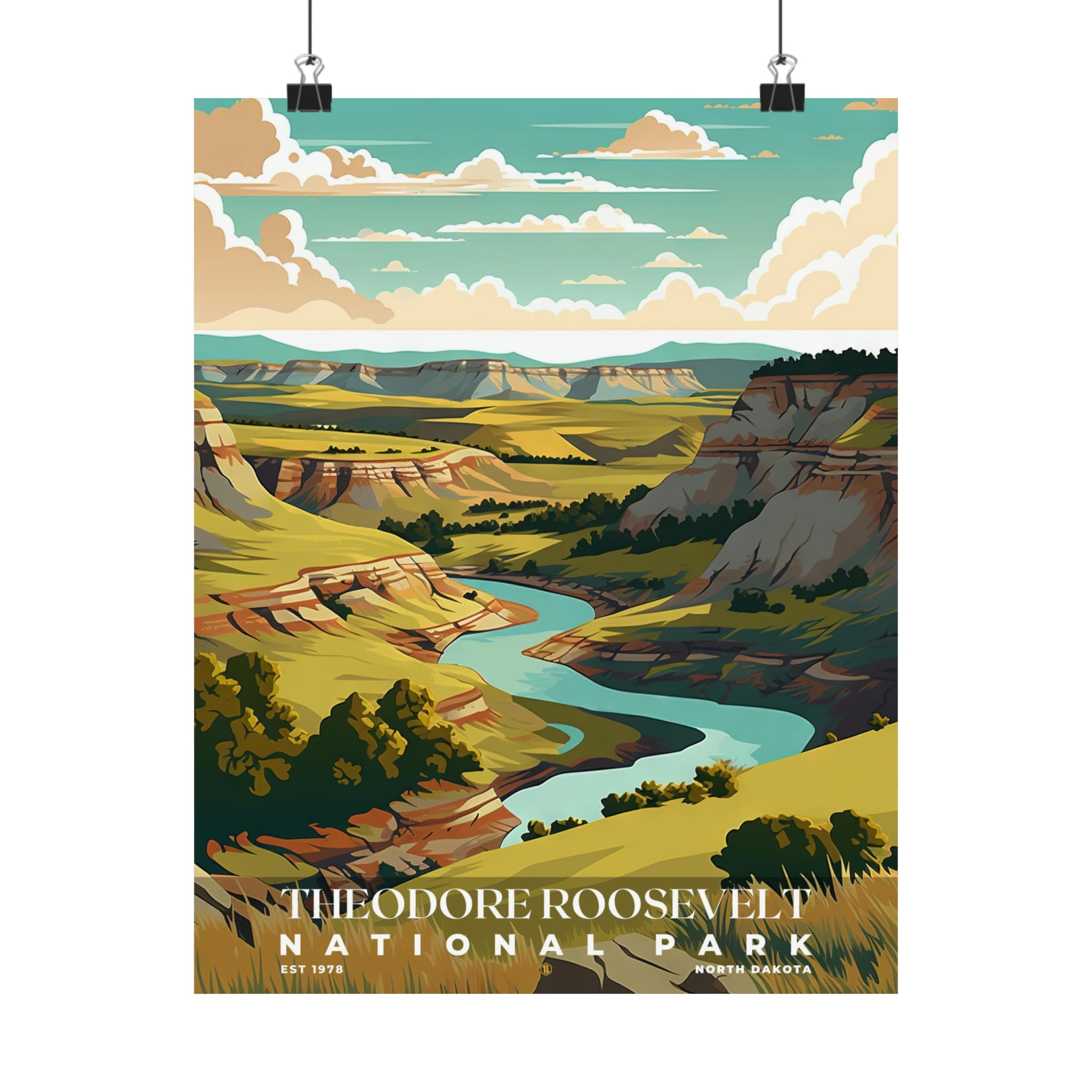 ELNEIT - Theodore Roosevelt National Park Poster, Unframed Matte Paper ...