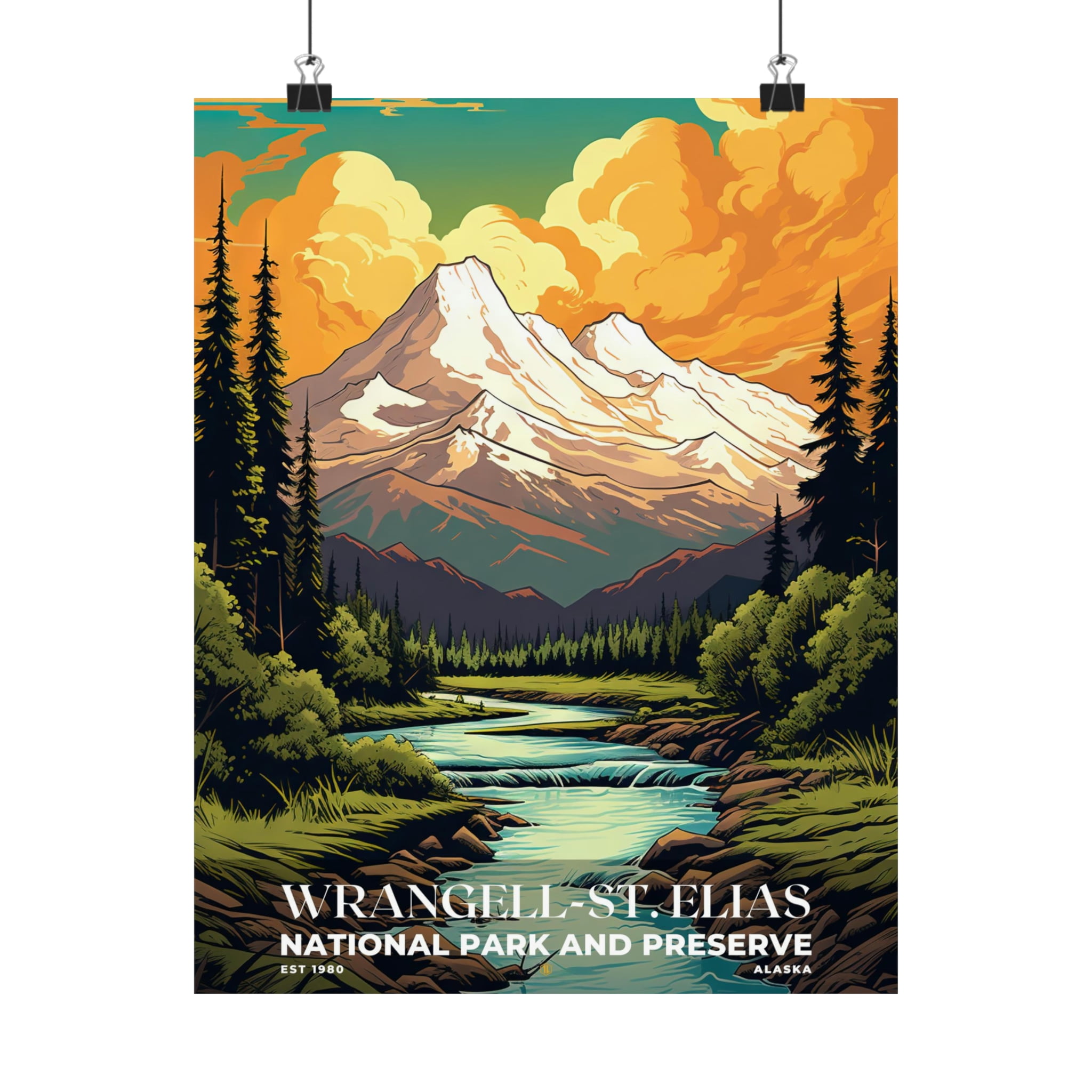 ELNEIT - Wrangell-St. Elias National Park Poster, Unframed Matte Paper ...