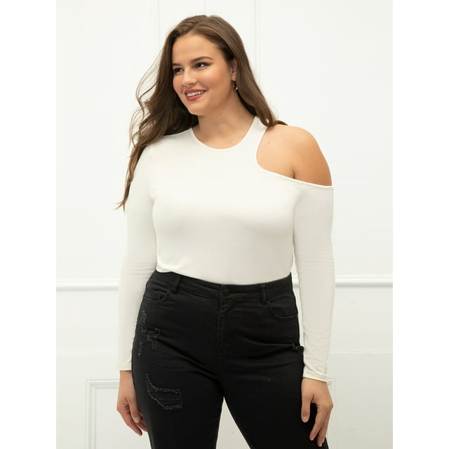 ELOQUII Elements Plus Size Cut-Out Shoulder T-Shirt - Walmart.com