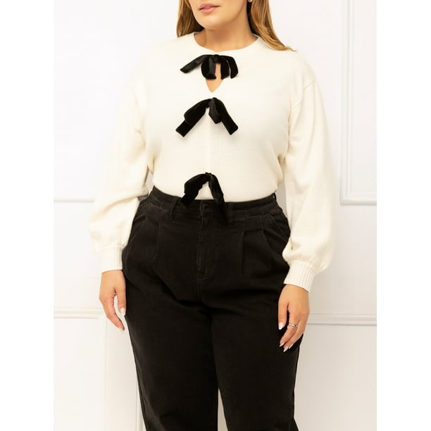 Eloquii Elements Womens Plus Size Bow Sweater Midweight