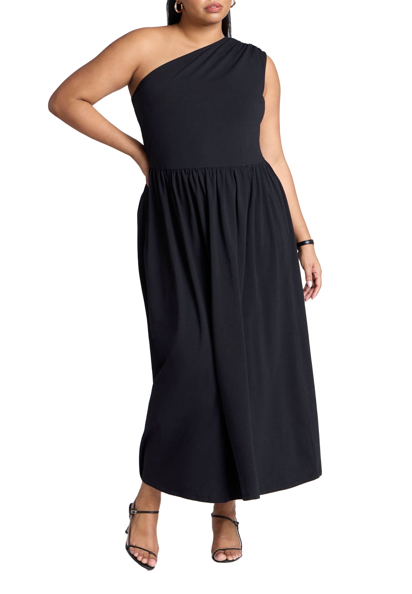ELOQUII Elements Women's Plus Size Maxi One Shoulder Dress - Walmart.com