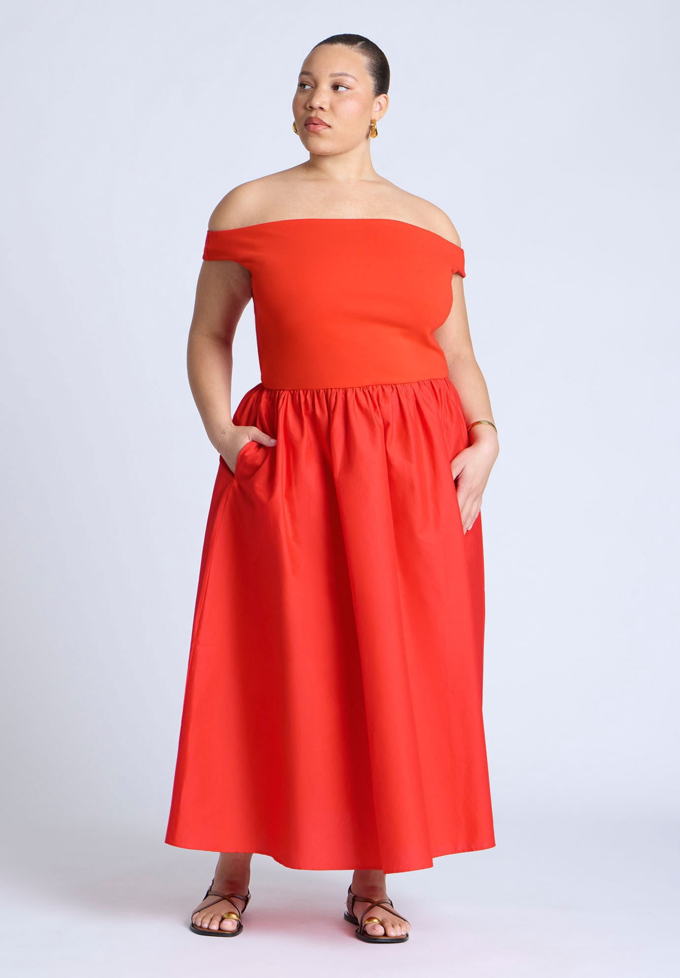ELOQUII Women's Plus Size Boat Neck Mixed Fabric Dress - Walmart.com