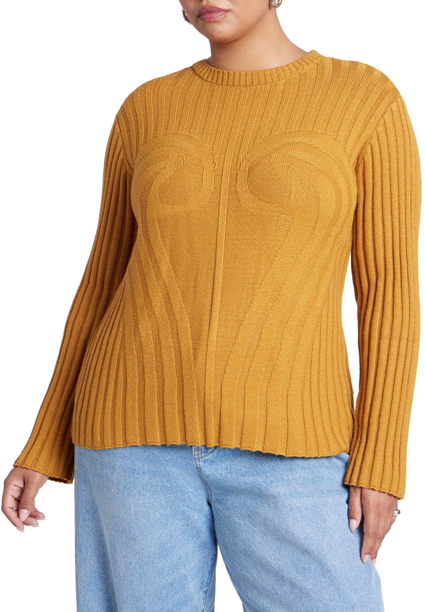 ELOQUII Women's Plus Size Bust Stitch Sweater - Walmart.com