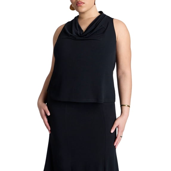 ELOQUII Women's Plus Size Cowl Halter Top - Walmart.com