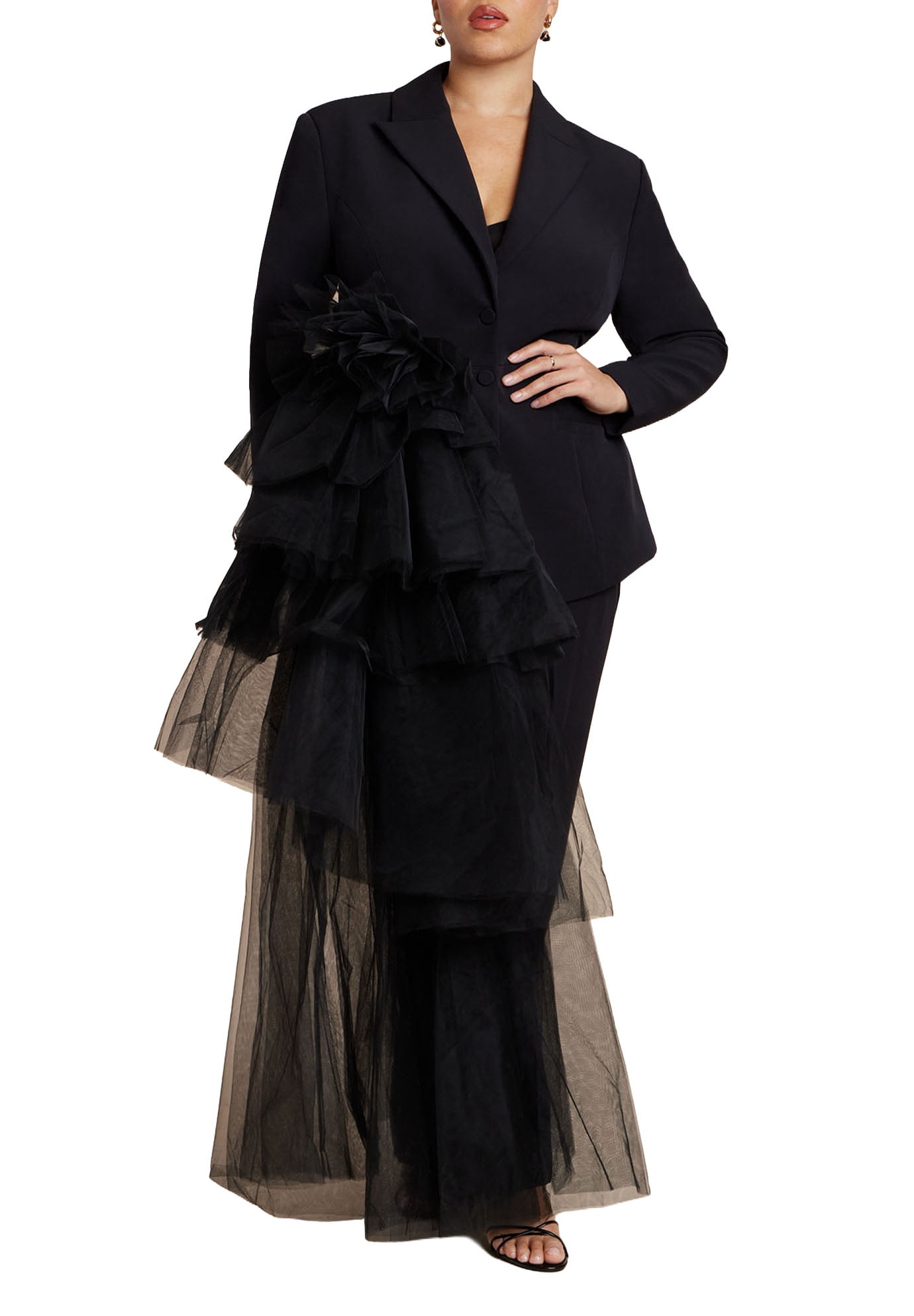 ELOQUII Women's Plus Size Dramatic Tiered Tulle Blazer - Walmart.com