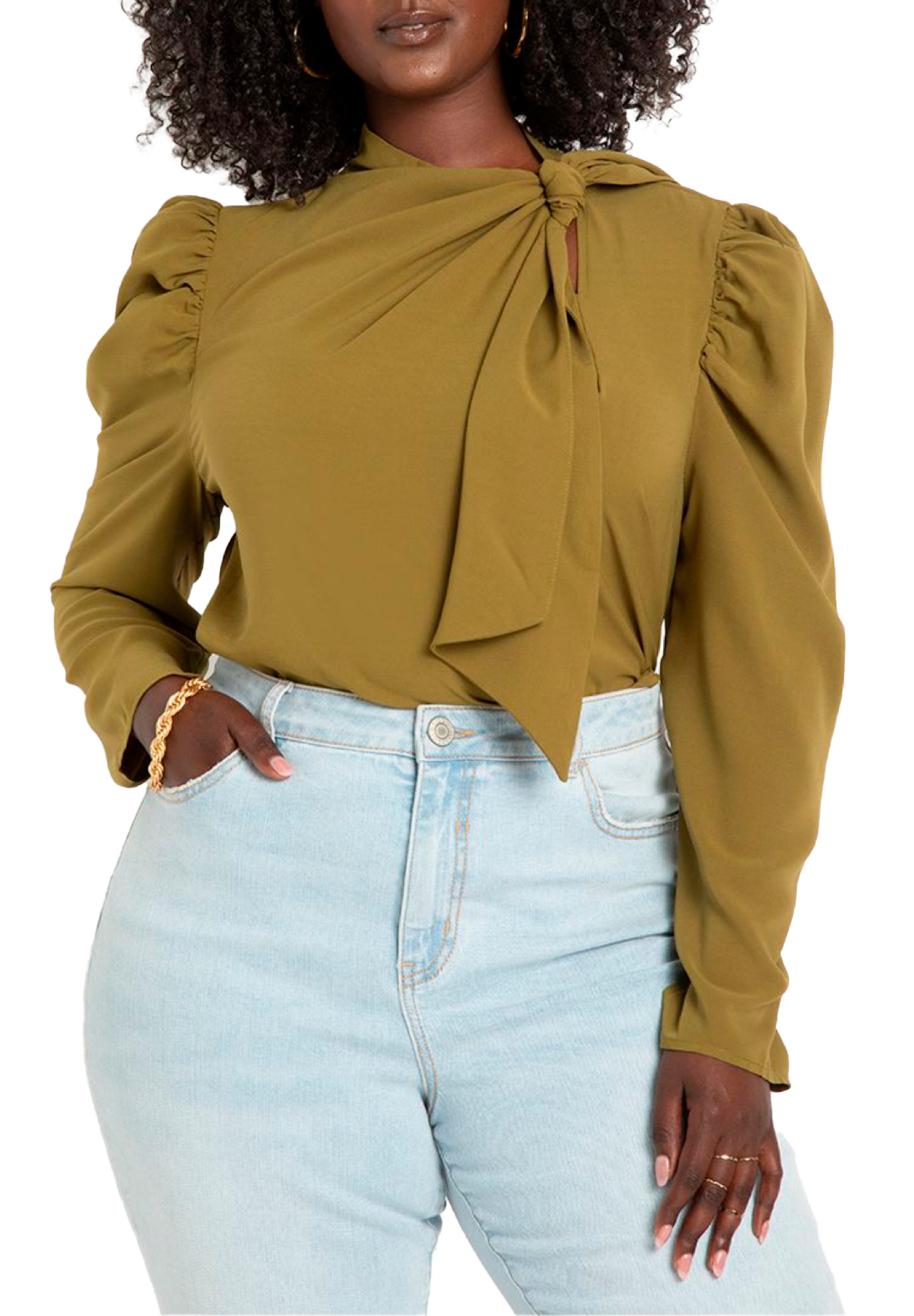 ELOQUII Women's Plus Size Drape Front Blouse - Walmart.com