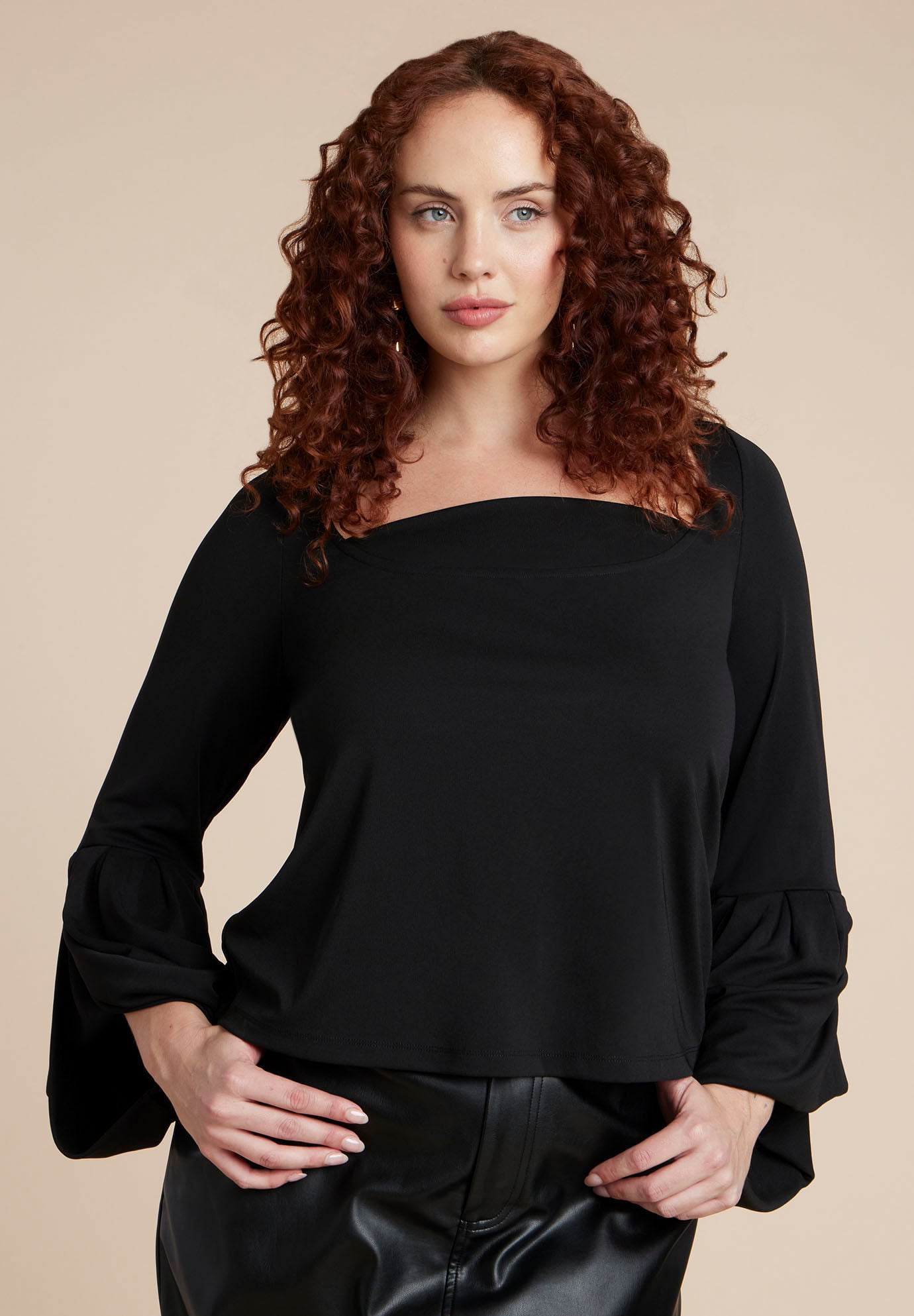 ELOQUII Women's Plus Size Draped Cuff Top - Walmart.com
