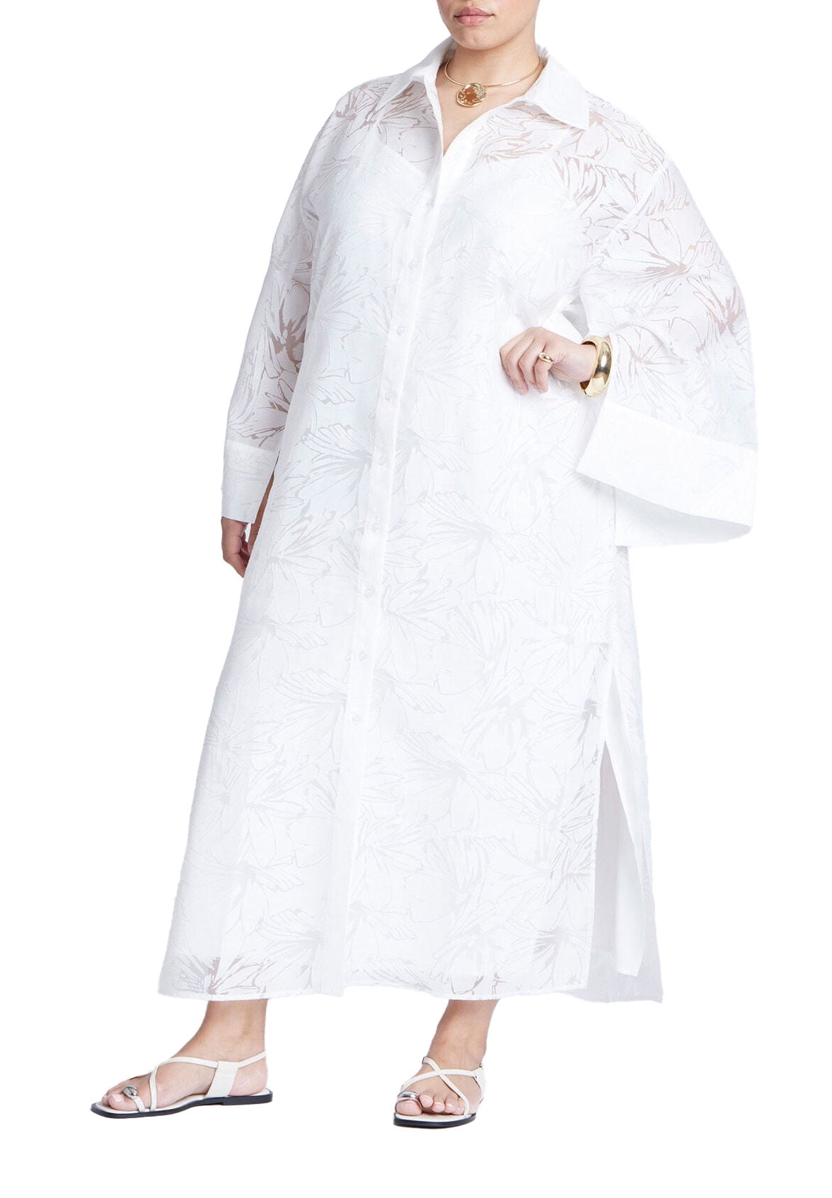 ELOQUII Women's Plus Size Floral Oversize Shirt Dress - Walmart.com