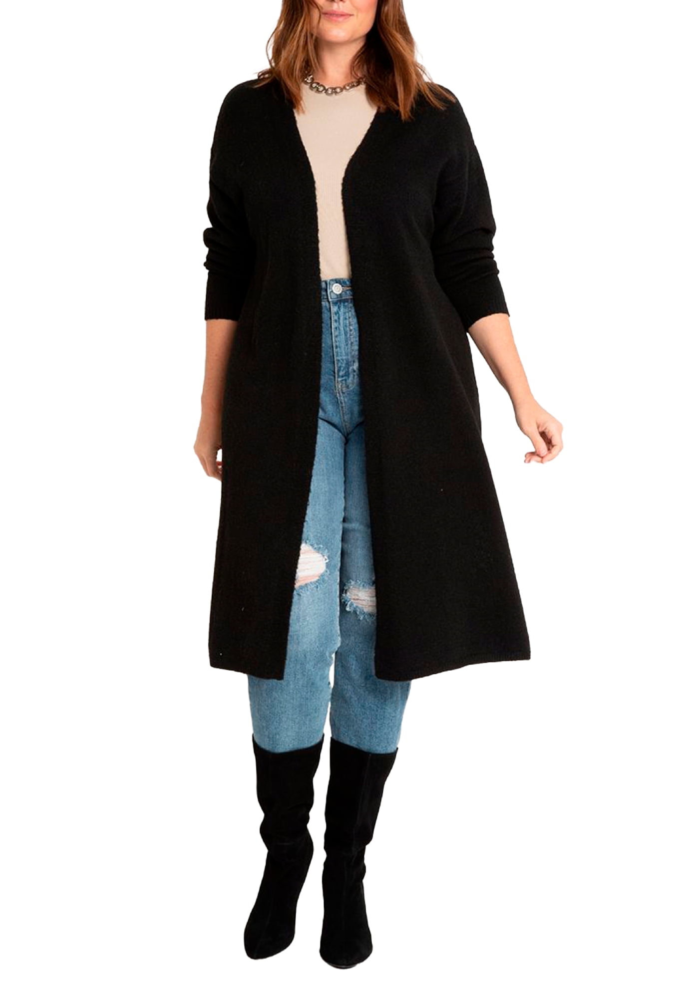 ELOQUII Women's Plus Size Long Cardigan Duster - Walmart.com