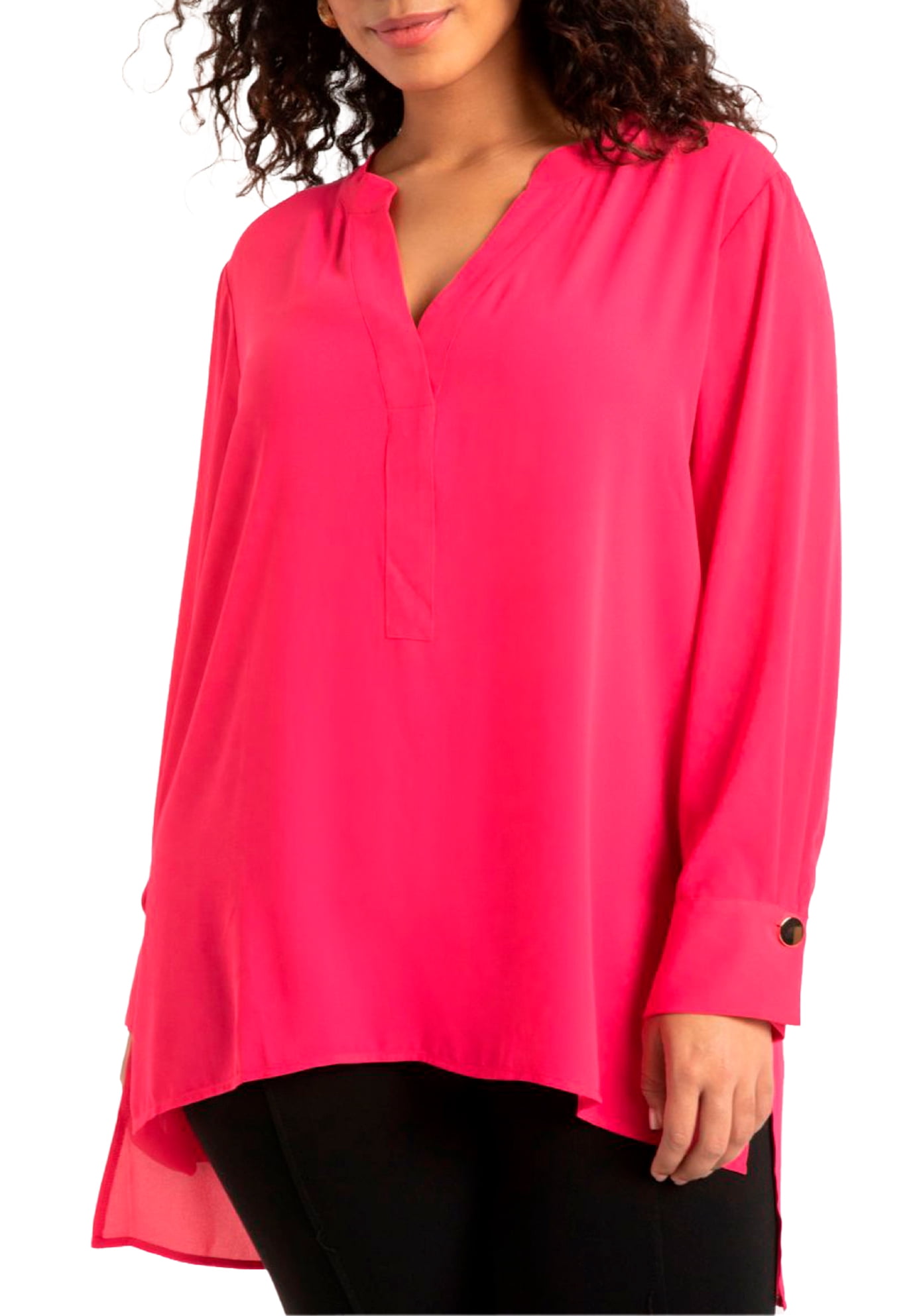 ELOQUII Women's Plus Size Mandarin Collar Tunic - Walmart.com