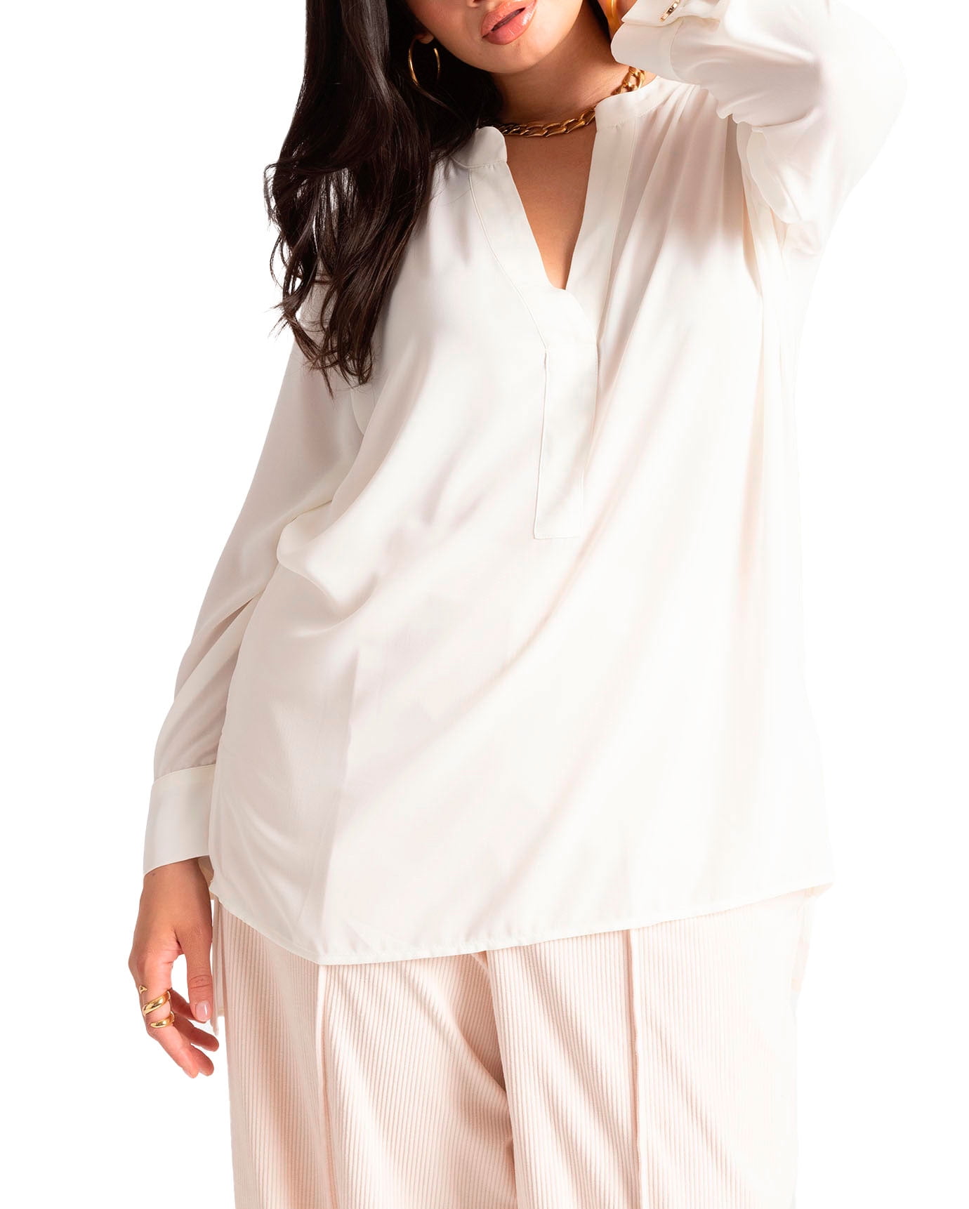 ELOQUII Women's Plus Size Mandarin Collar Tunic - Walmart.com